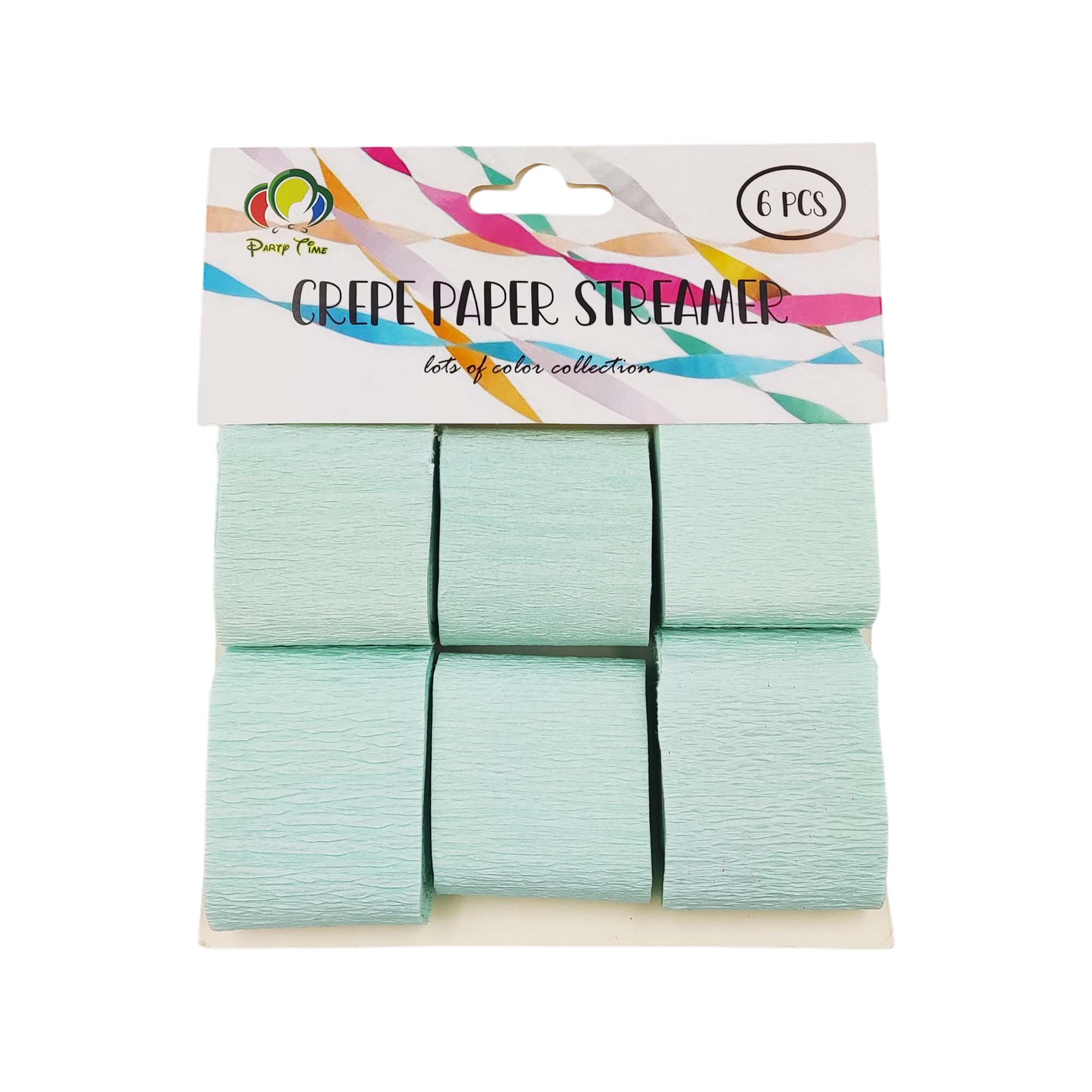 6-Pieces 4.5cm x 2.5meters Crinkled Crepe Paper Streamers – Light Blue ...