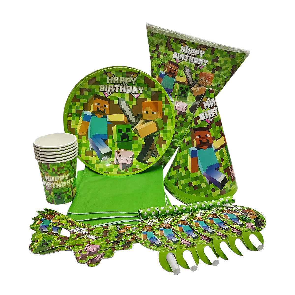 37-Pieces Minecraft Party Packs Disposable Tableware Sets – Party ...