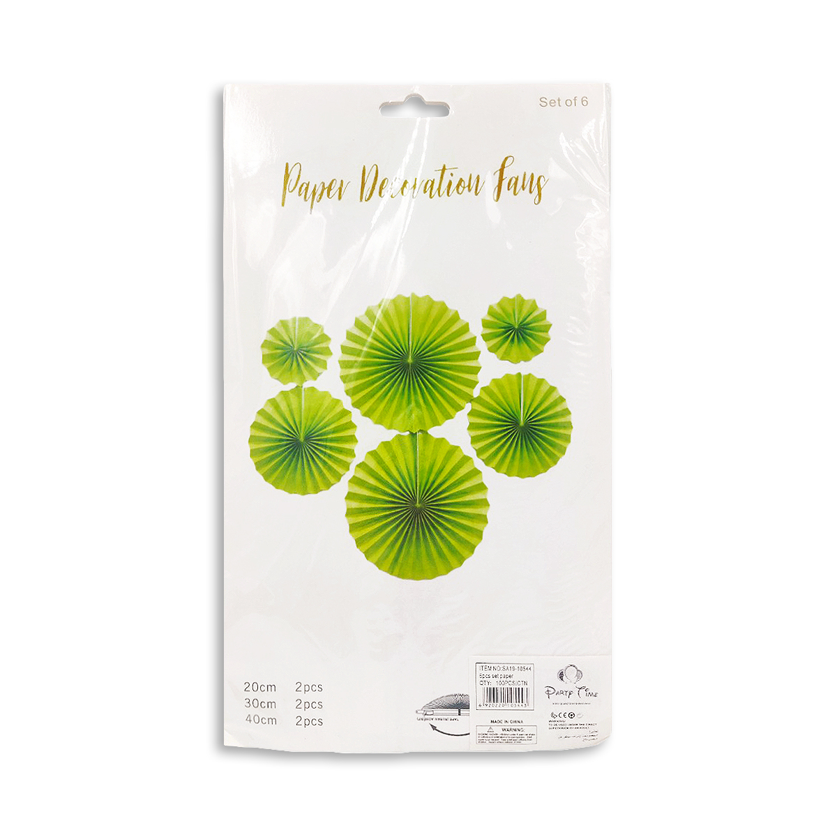 6-Pieces Set of Light Green Hanging Paper Fans – Party Decoration ...