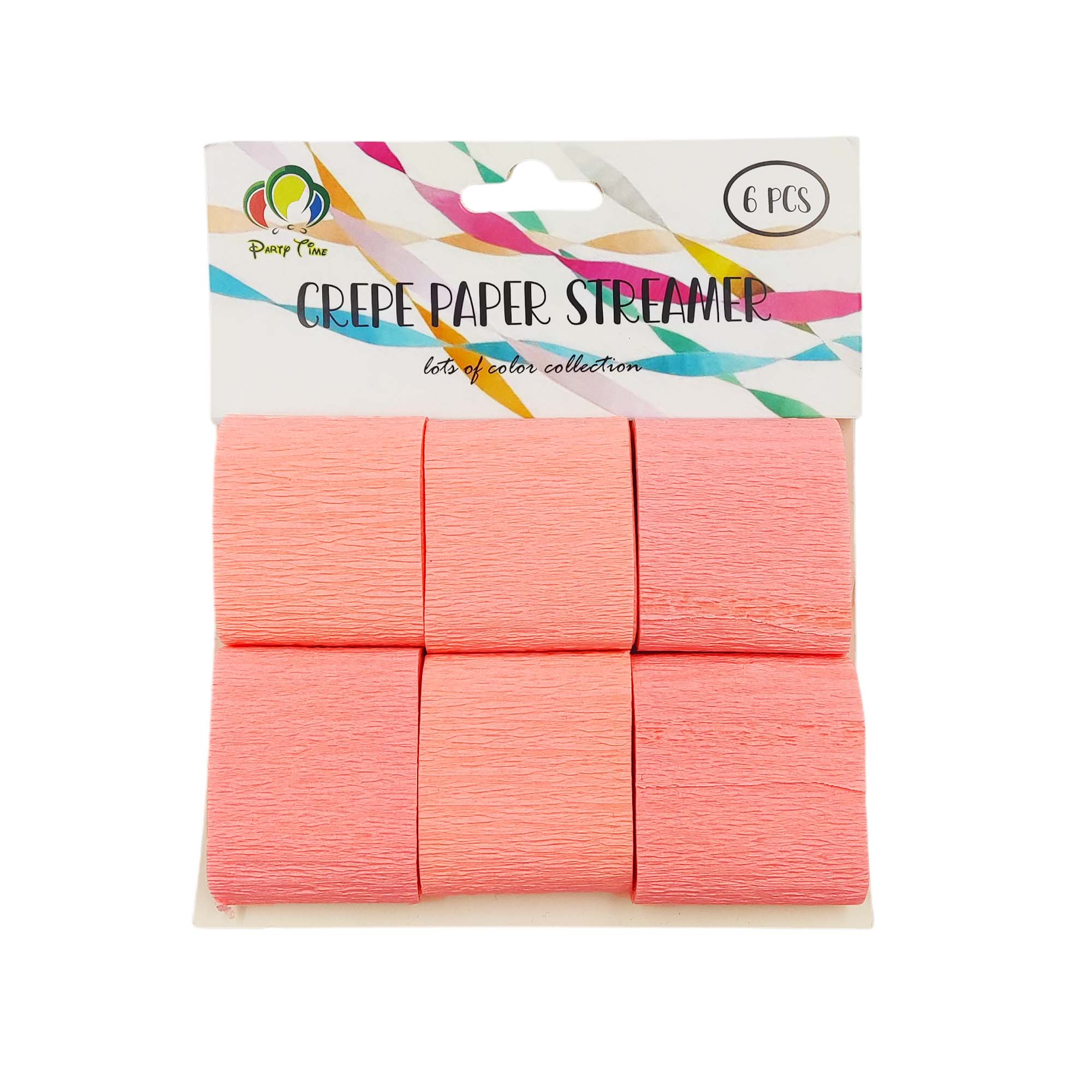 6-Pieces 4.5cm x 2.5meters Crinkled Crepe Paper Streamers – Peach ...