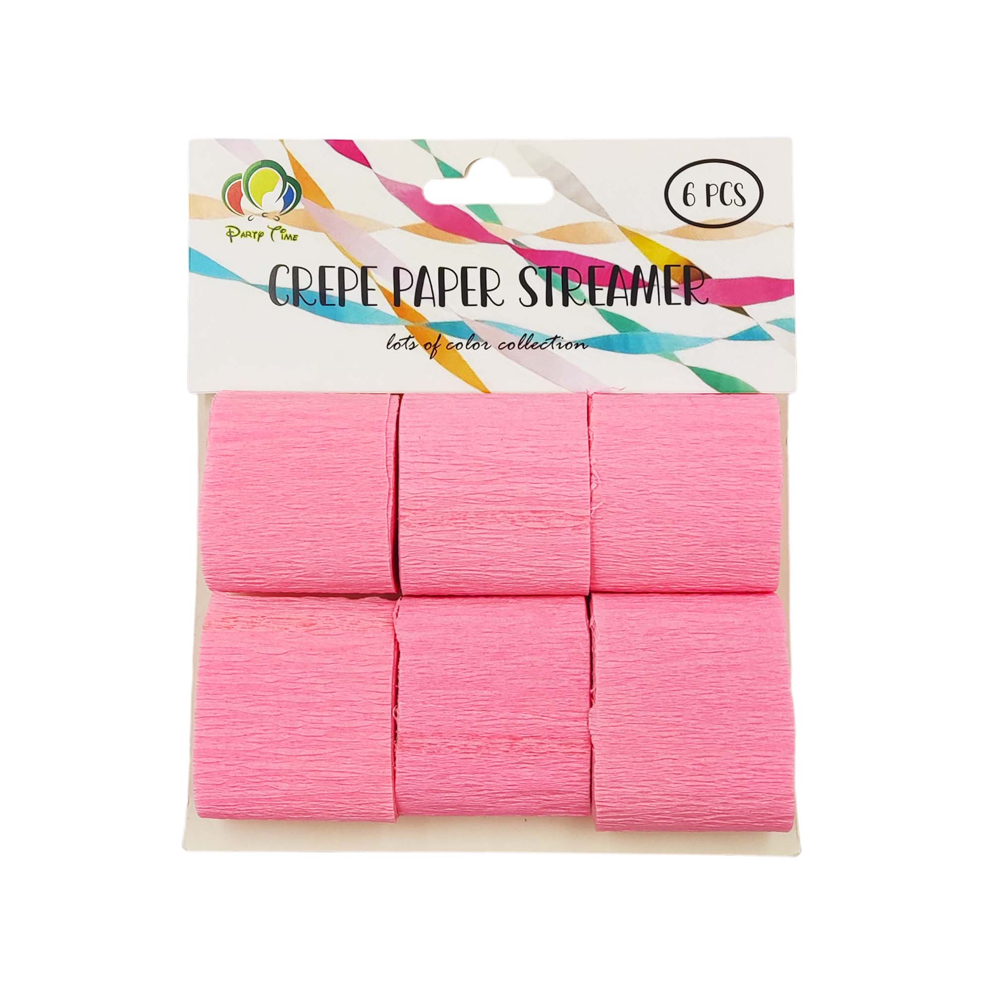 6-Pieces 4.5cm x 2.5meters Crinkled Crepe Paper Streamers – Pink ...