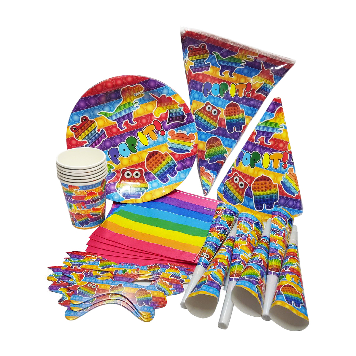 37-Pieces Pop It Party Packs Disposable Tableware Sets – Party Supplies ...