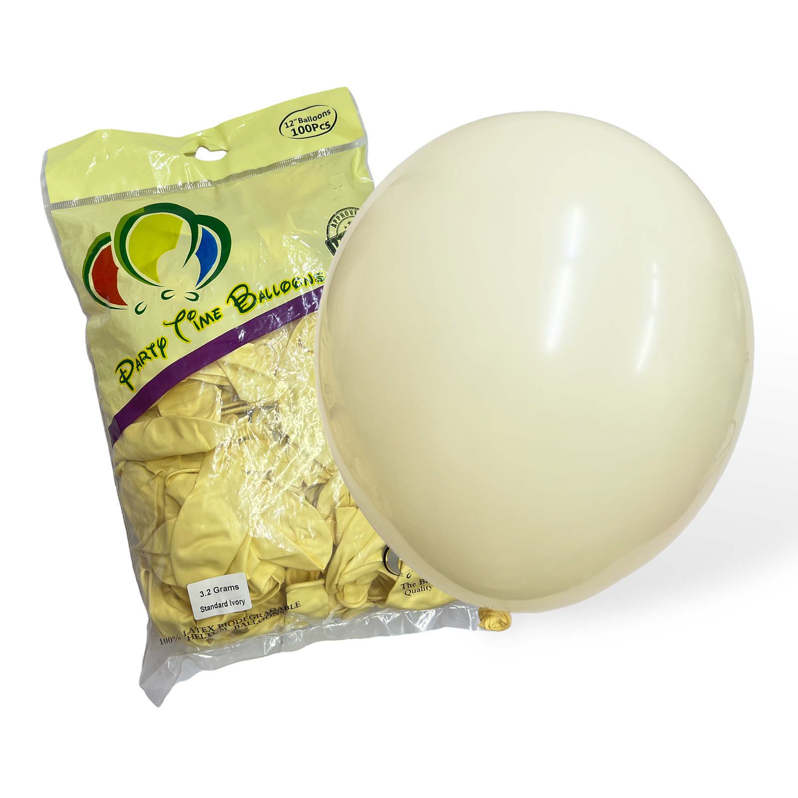 100pcs 12″ Party Time Standard Ivory Latex Balloon – Party Time Dubai