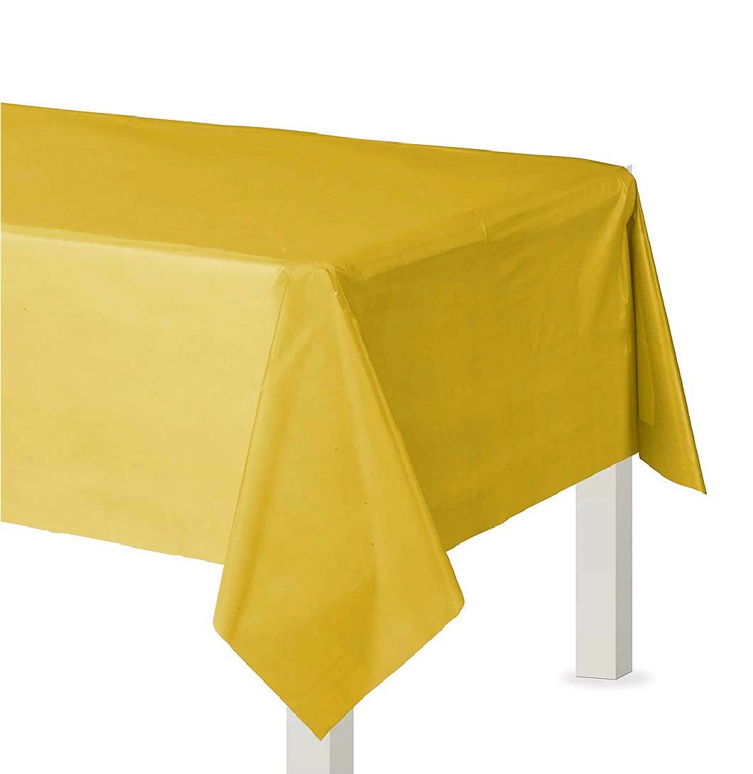 1pc 1.37×2.74 Meters Plastic Table Cover, Gold – Party Supplies – Party ...