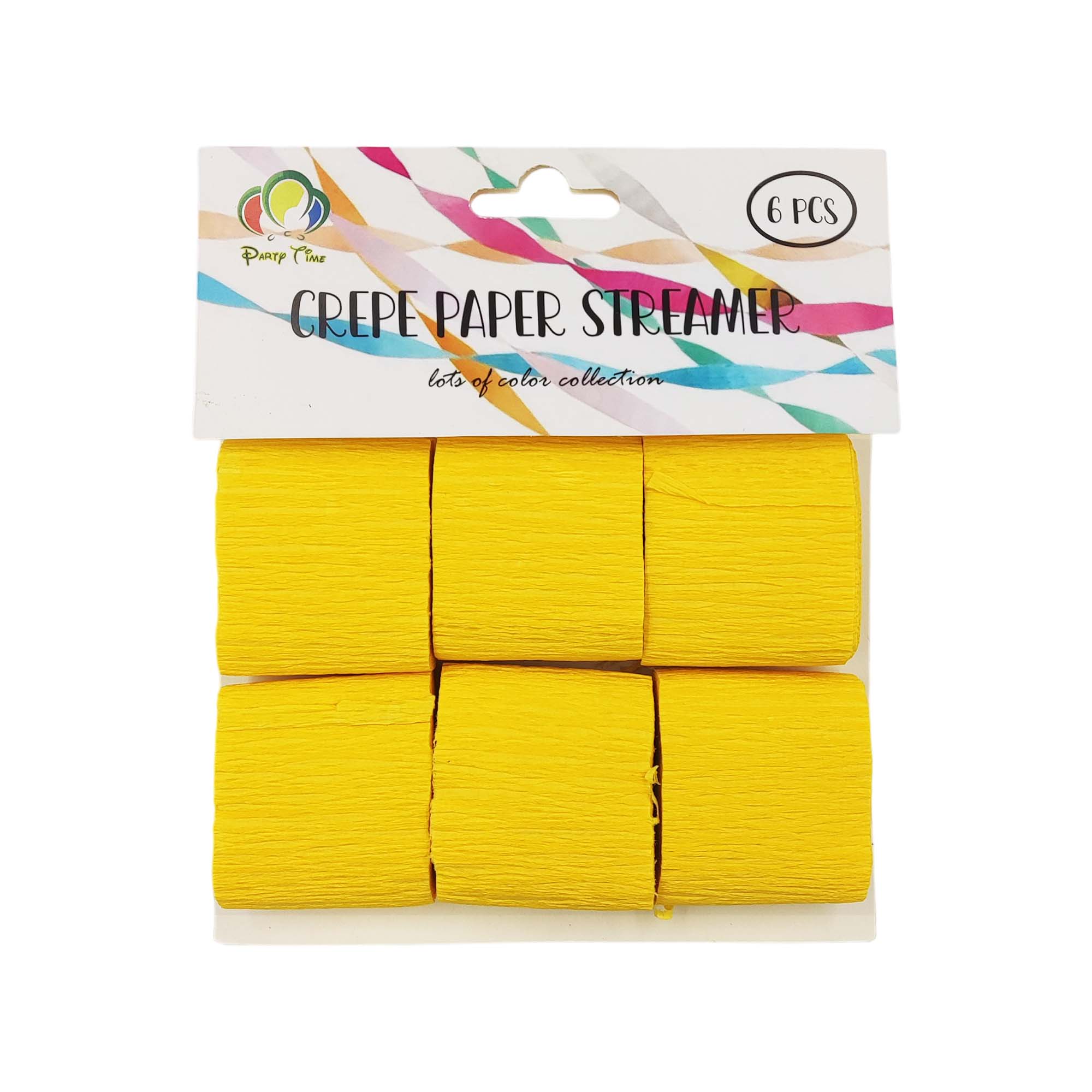 6-Pieces 4.5cm x 2.5meters Crinkled Crepe Paper Streamers – Yellow ...