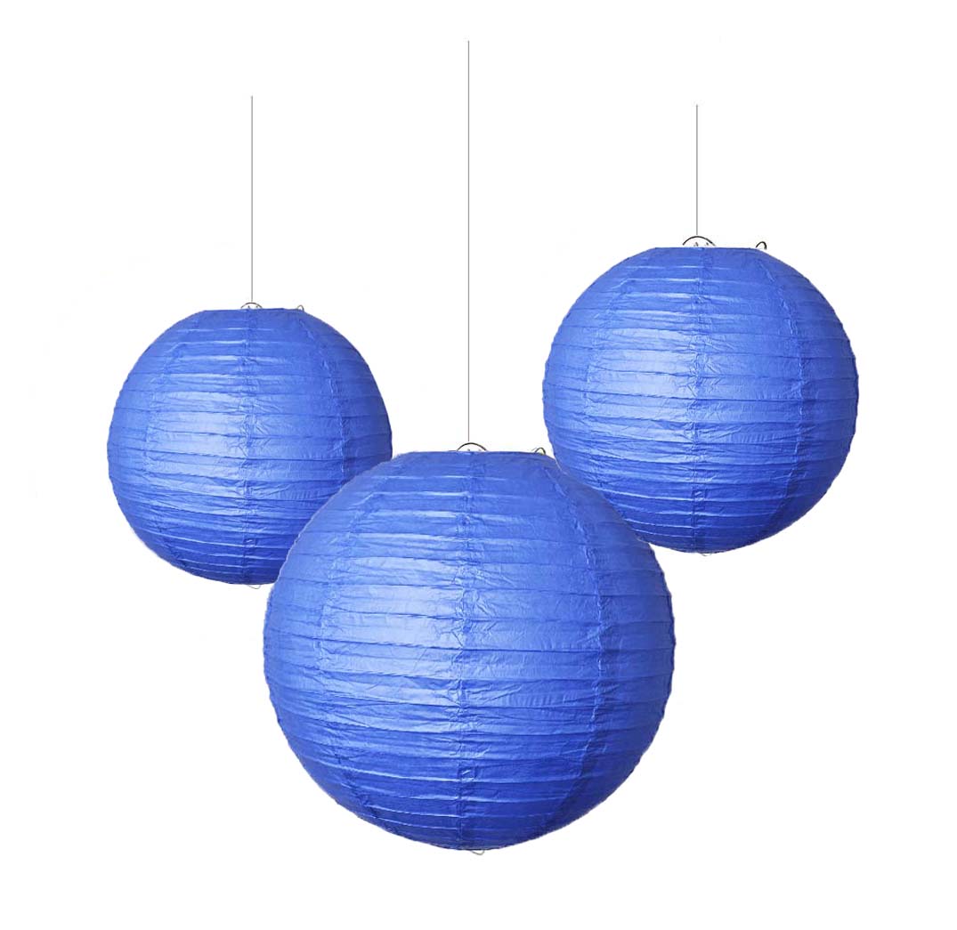 3-Pieces Dark Blue LED Paper Lanterns – Party Decoration – Party Time Dubai