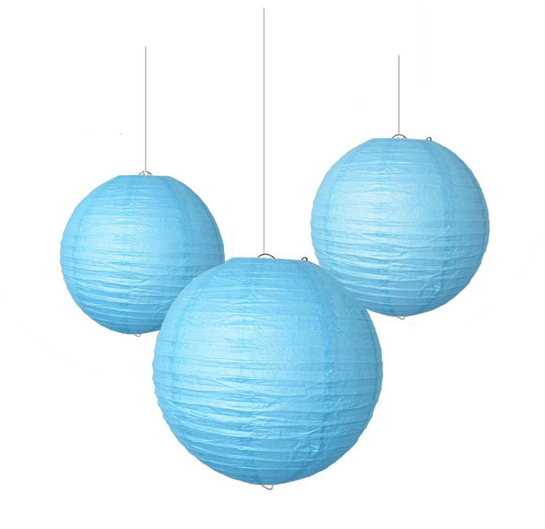 3-Pieces Light Blue LED Paper Lanterns – Party Decoration – Party Time ...