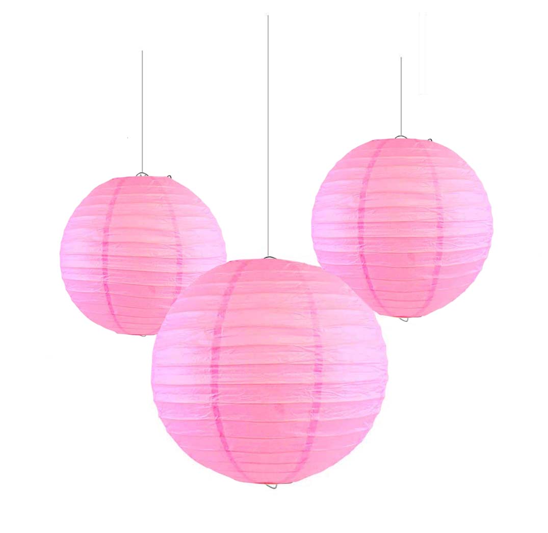 3-Pieces Light Pink LED Paper Lanterns – Party Decoration – Party Time ...