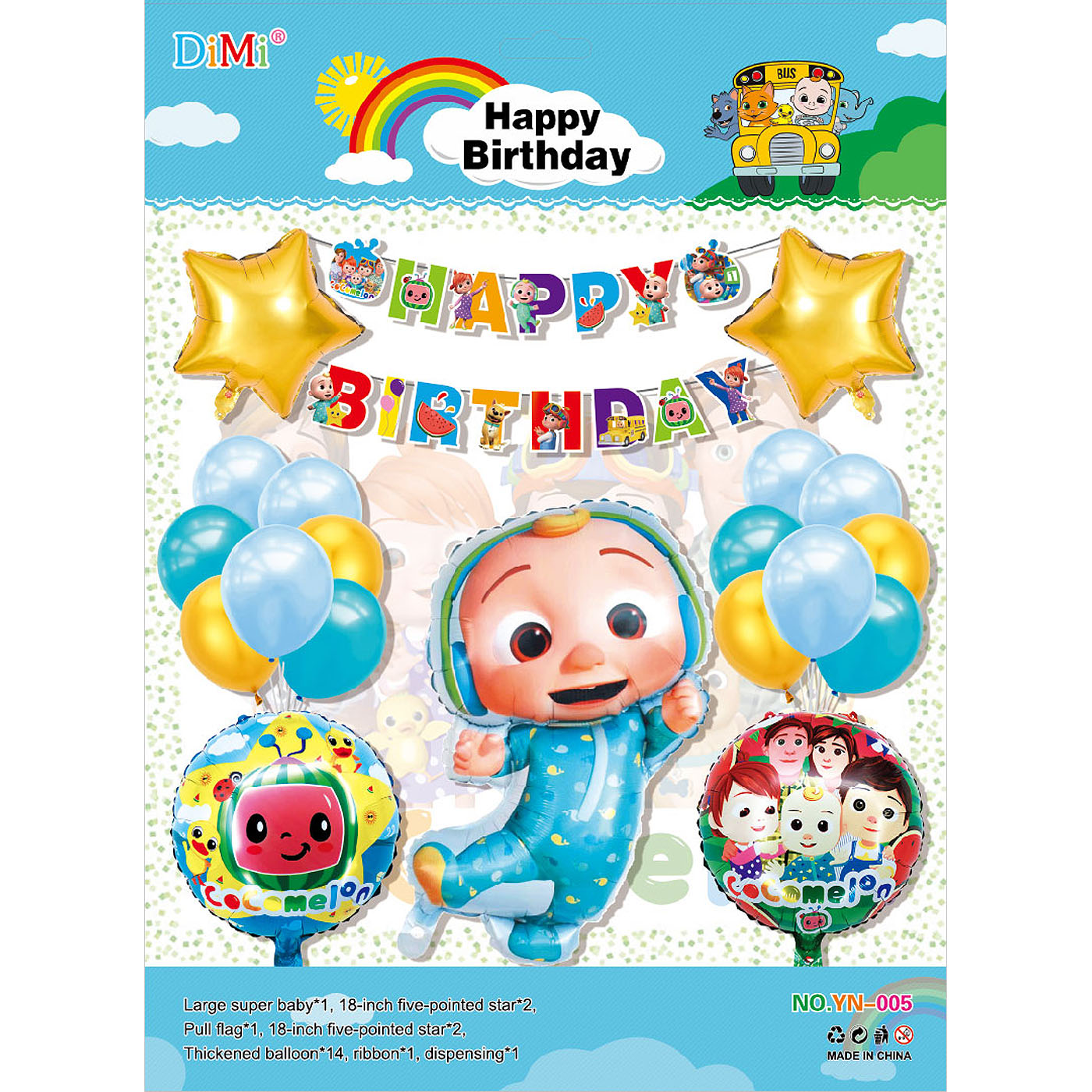 22-Pieces DIY Cocomelon Birthday Party Decoration, Cocomelon Balloons ...