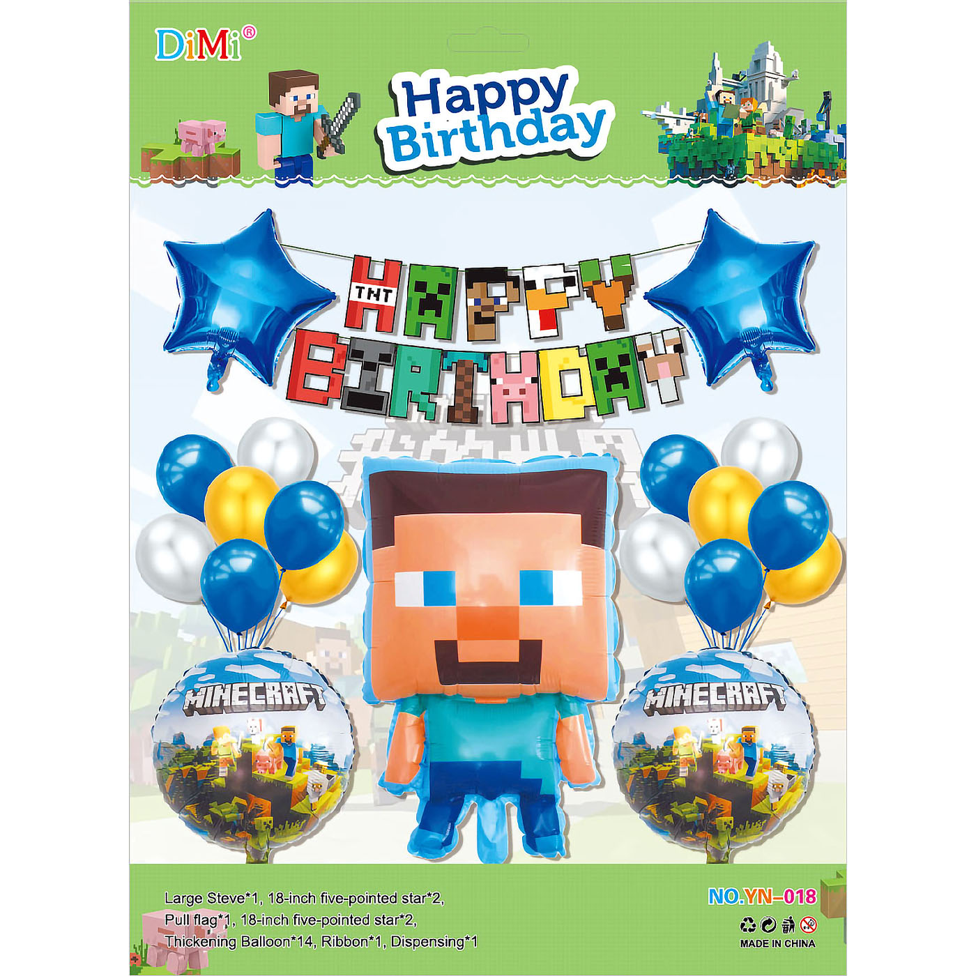 22-Pieces DIY Minecraft Birthday Party Decoration, Minecraft Balloons ...