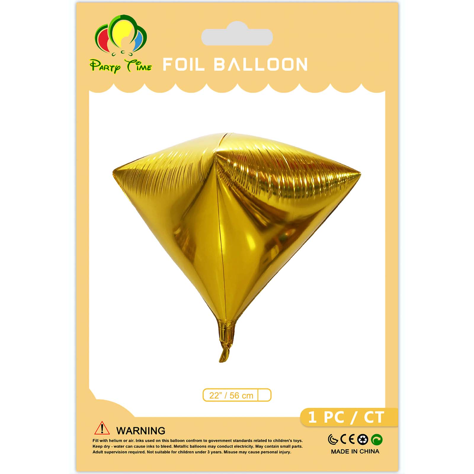 1pc 22″ Gold Shiny 4D Diamond Foil Balloon – Party Time Dubai
