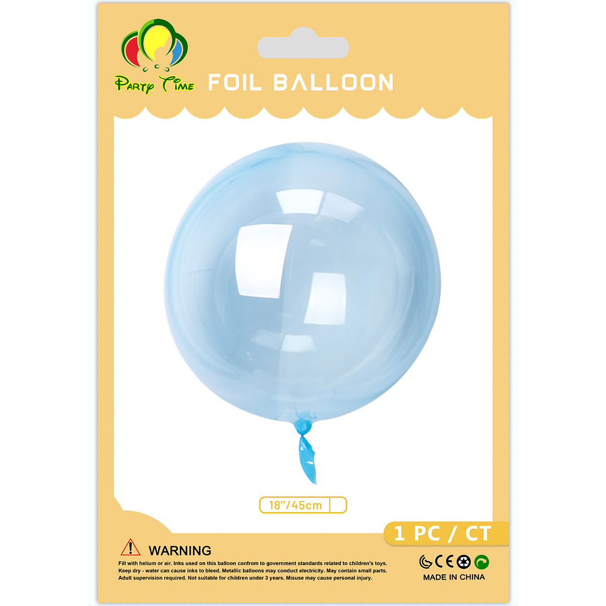1pc 18inch Clear Bobo Balloons, Bubble Balloons – Blue – Party Time Dubai