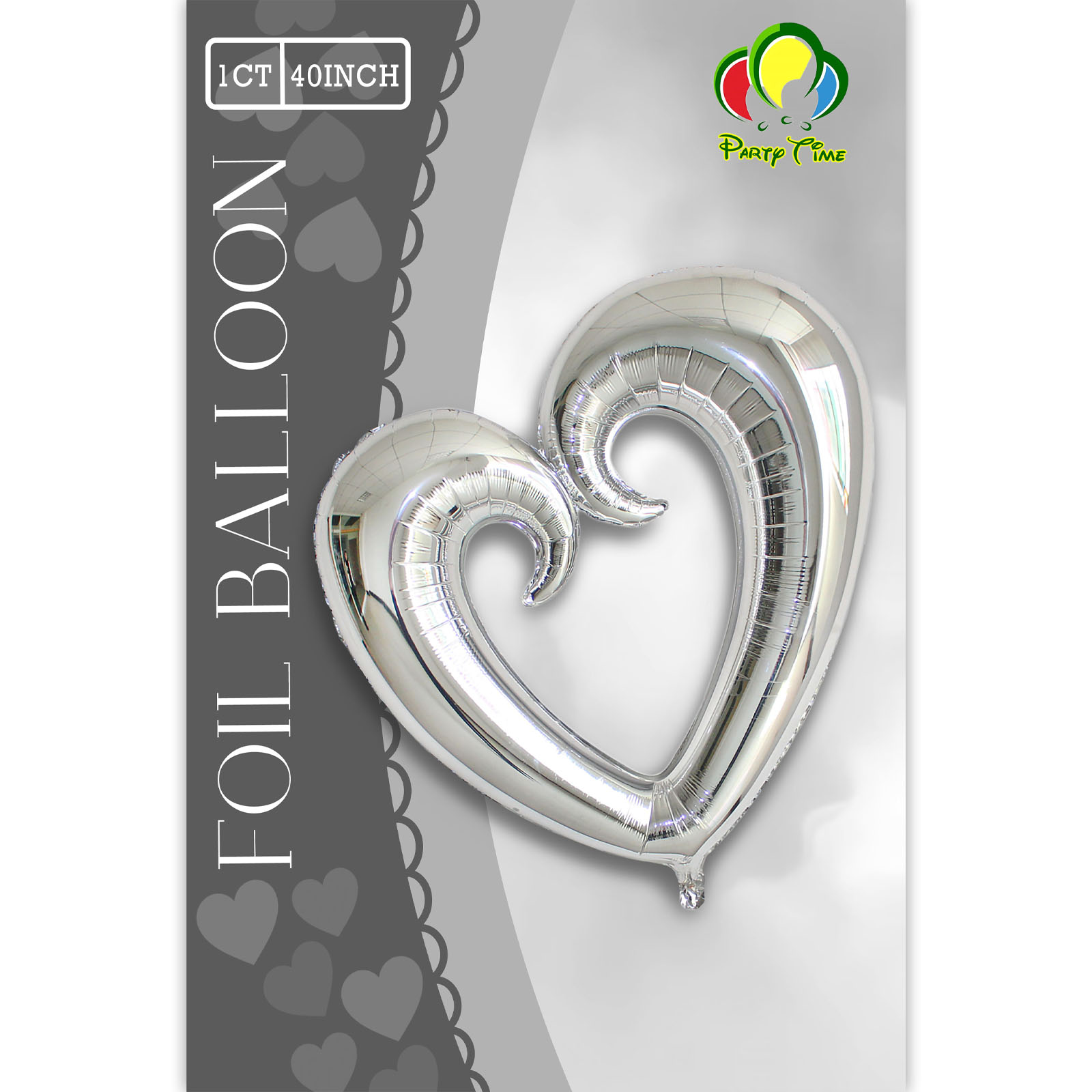 1-Piece 40″ Silver Hollow Heart Foil Balloon for Anniversary ...