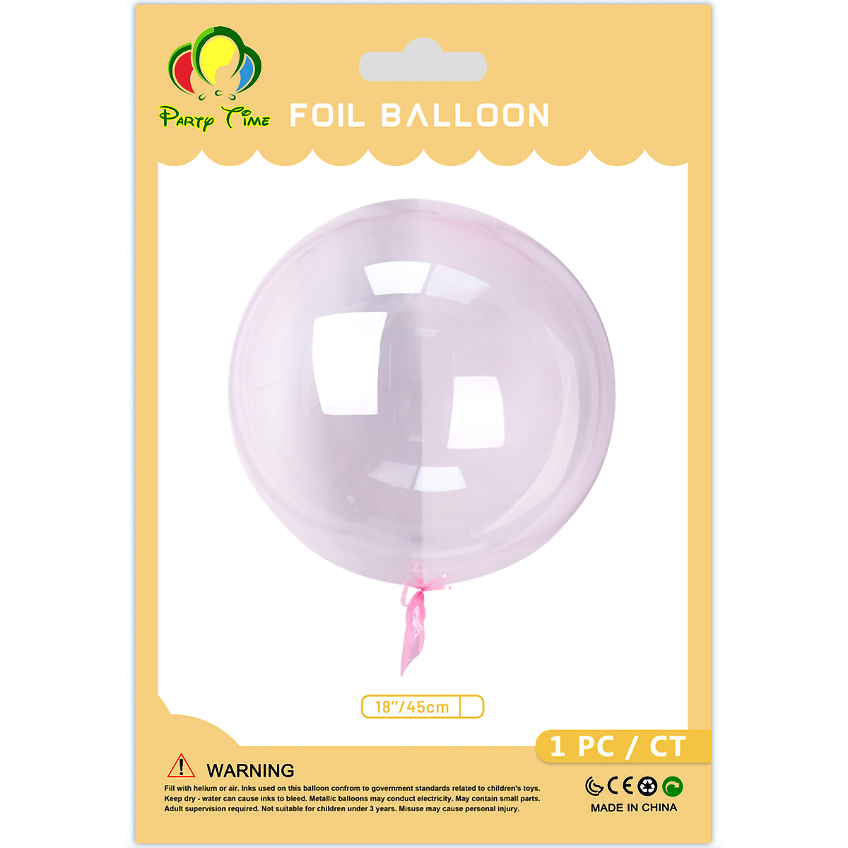 1pc 18inch Clear Bobo Balloons, Bubble Balloons – Pink – Party Time Dubai