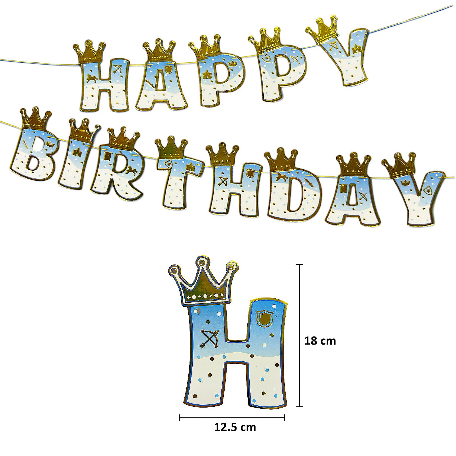 Prince Crown Happy Birthday Banner – Birthday Party Decoration – Party ...