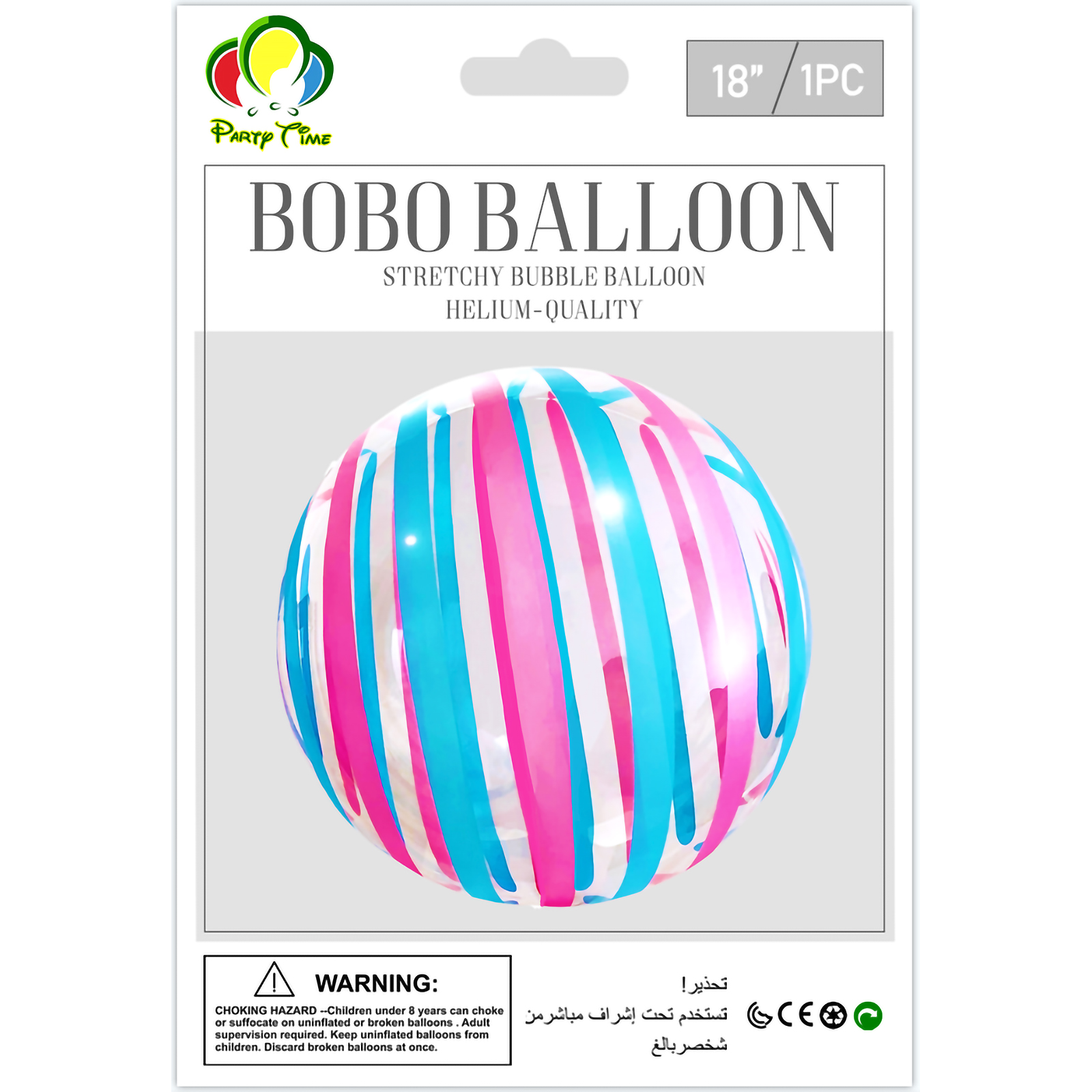 1pc 18inch Clear Bobo Balloons, Bubble Balloons – Pink & Blue Stripes ...