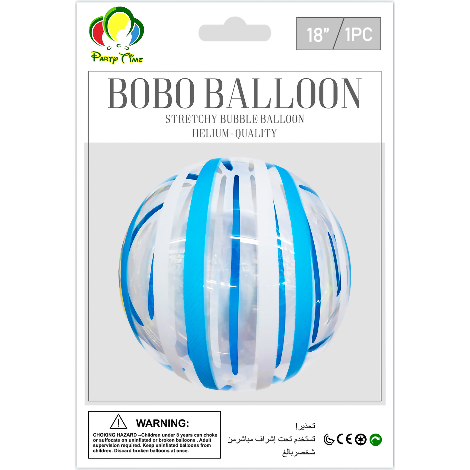 1pc 18inch Clear Bobo Balloons, Bubble Balloons – White & Blue Stripes ...