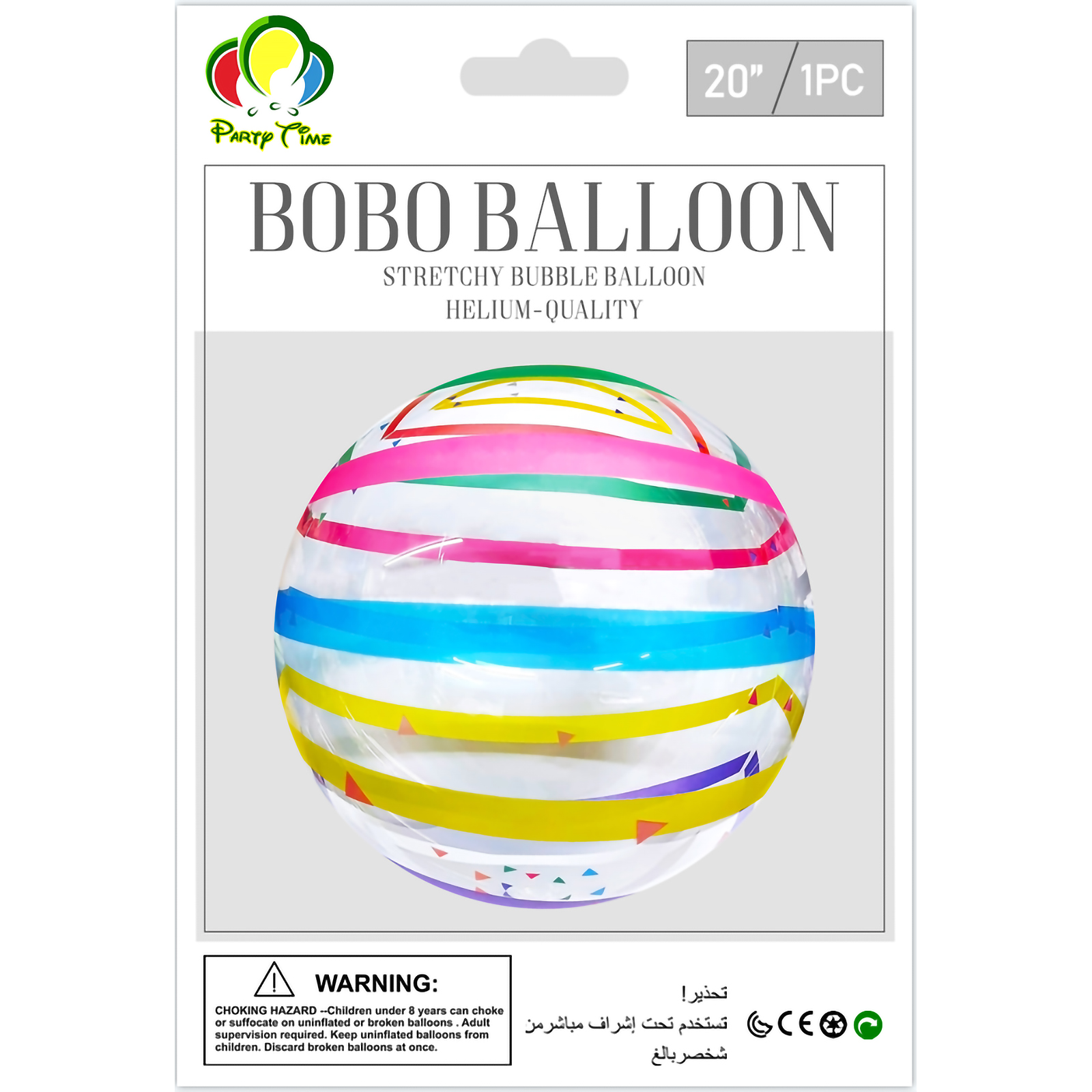 1pc 20inch Clear Bobo Balloons, Bubble Balloons – Multicolor Stripes ...