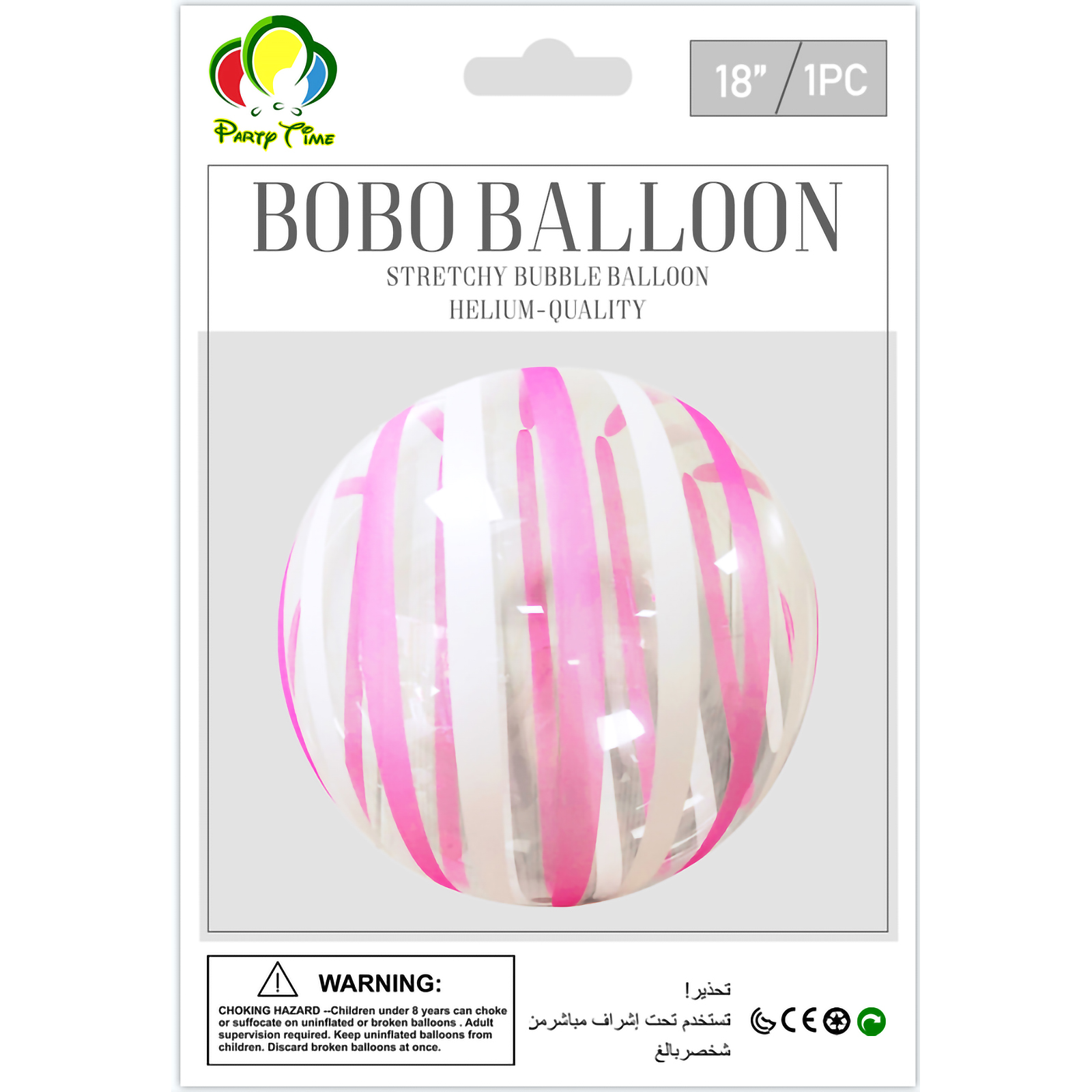 1pc 18inch Clear Bobo Balloons, Bubble Balloons – White & Pink Stripes ...