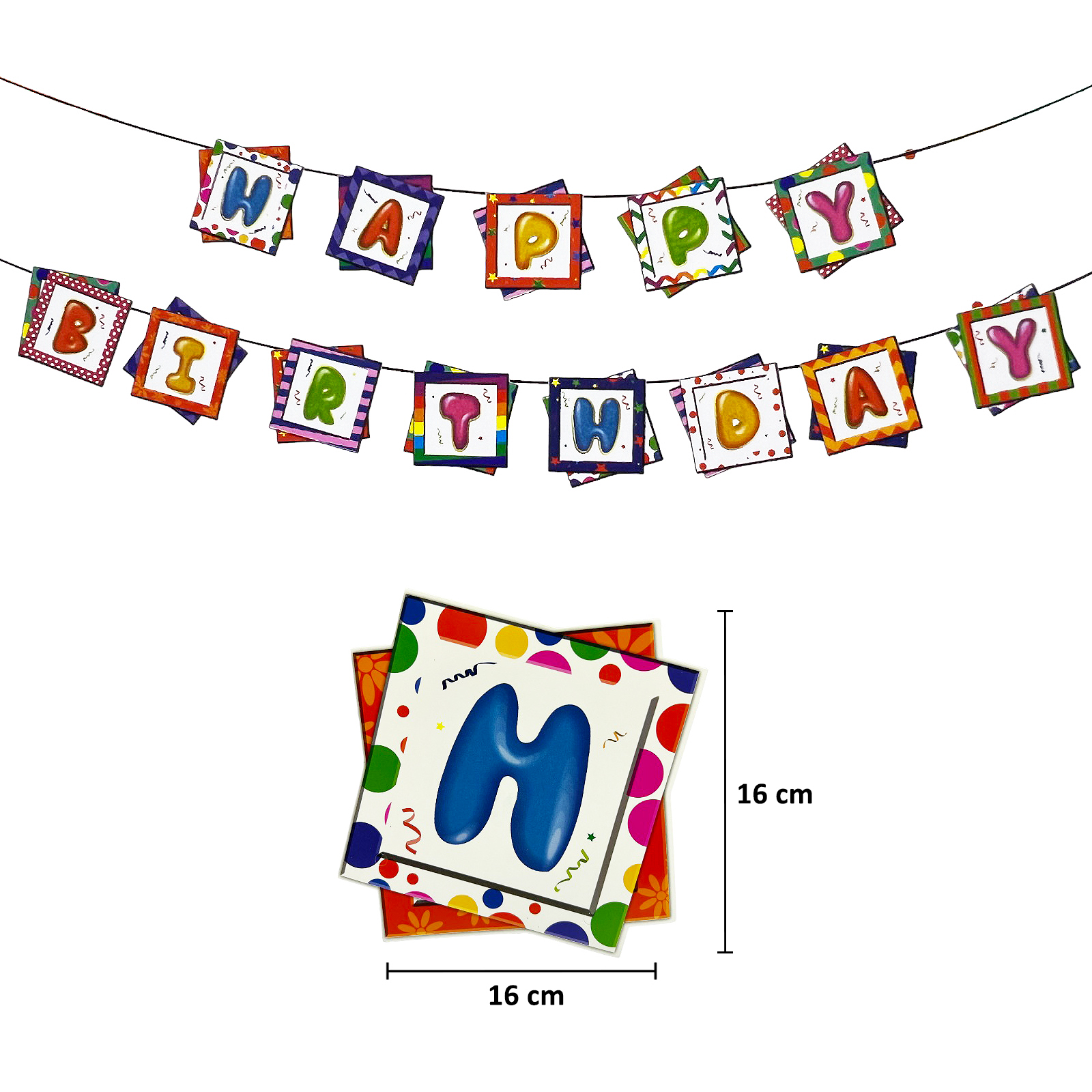 Squares Colorful Happy Birthday Banner – Birthday Party Decoration ...