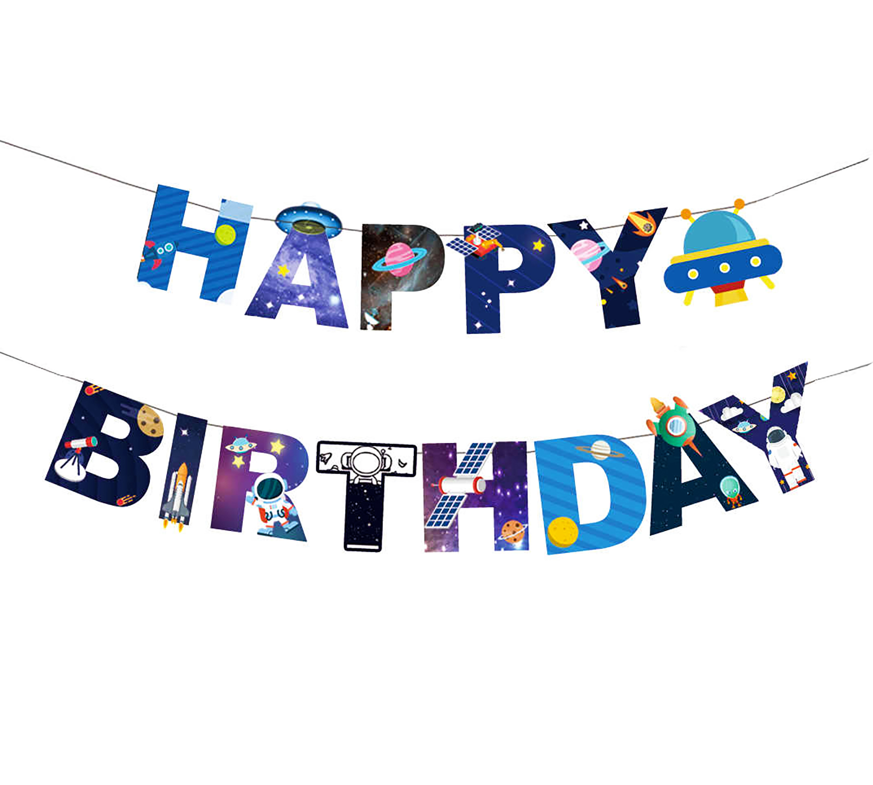 Space Ship / Outer Space Happy Birthday Banner – Birthday Party ...