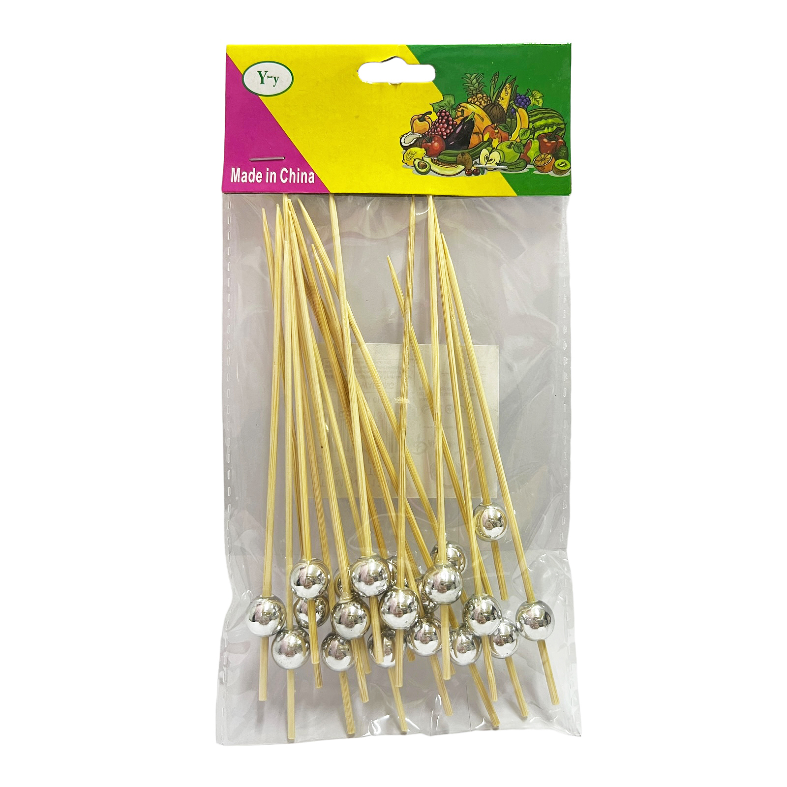 20 Pieces Silver Round Design Decorative Fruit Sticks, Treats Skewer ...