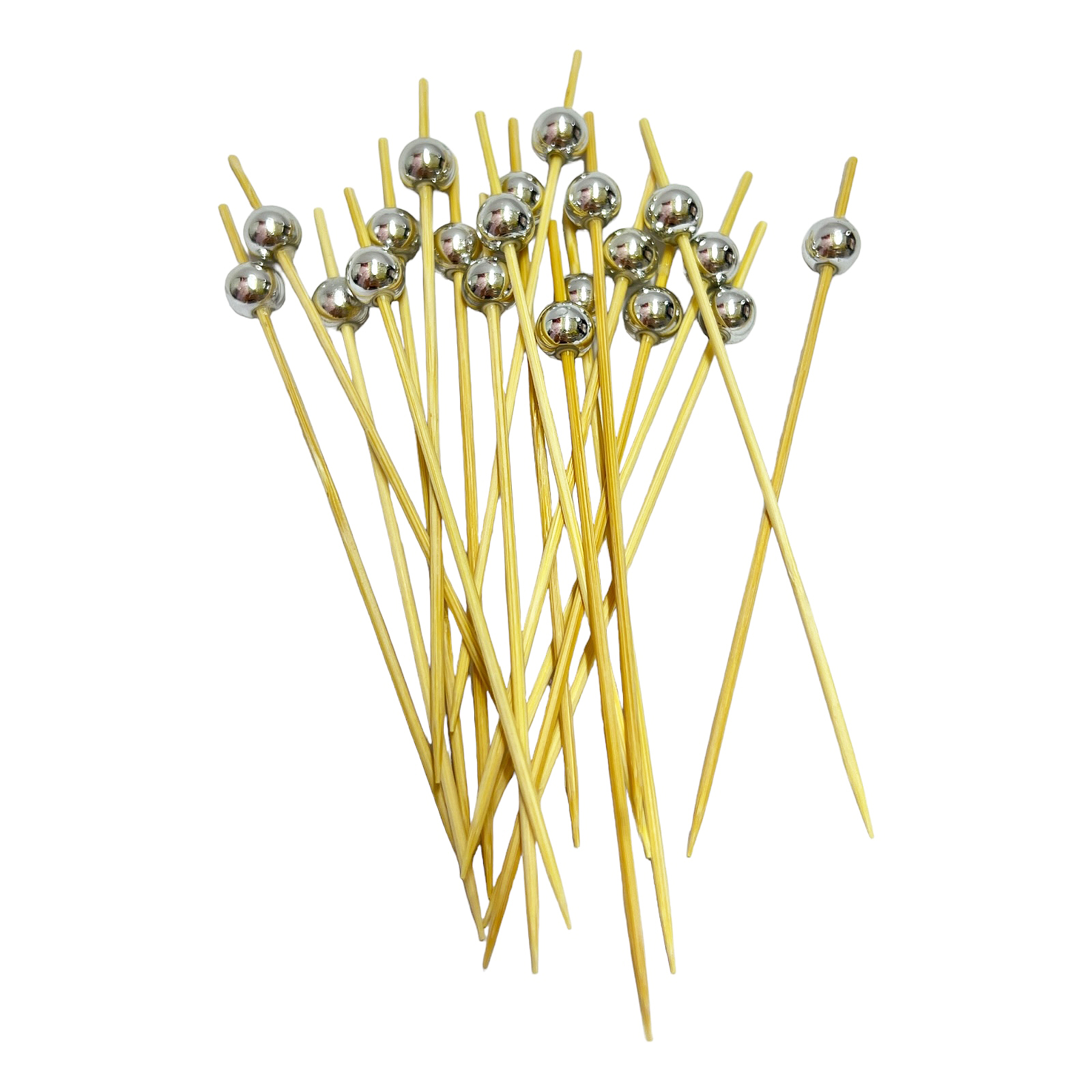 20 Pieces Silver Round Design Decorative Fruit Sticks, Treats Skewer ...
