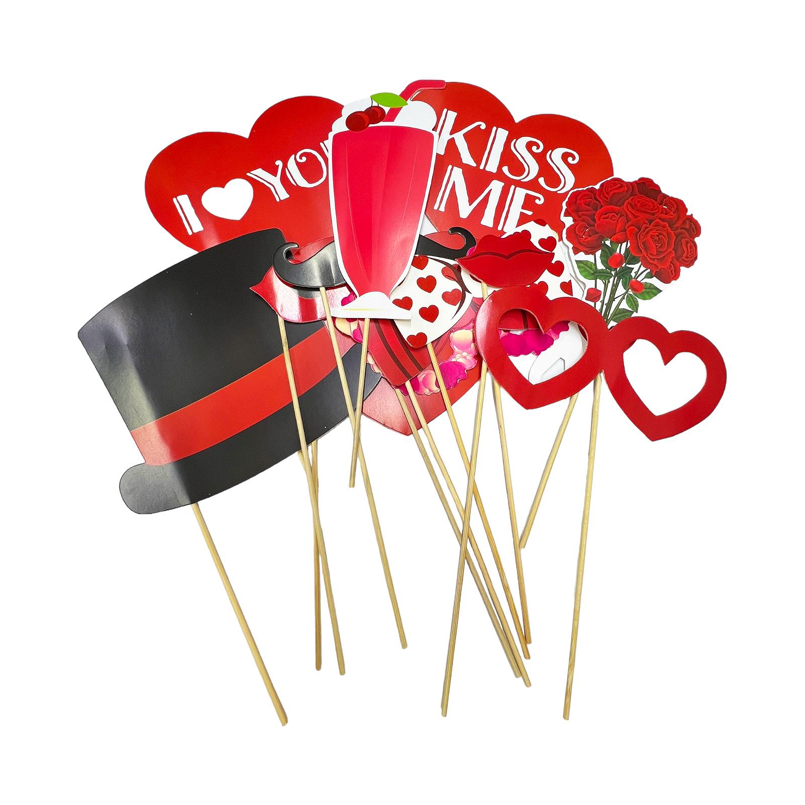 14 Pieces of Valentine’s Day Party Photo Props & Favors Party Supplies ...