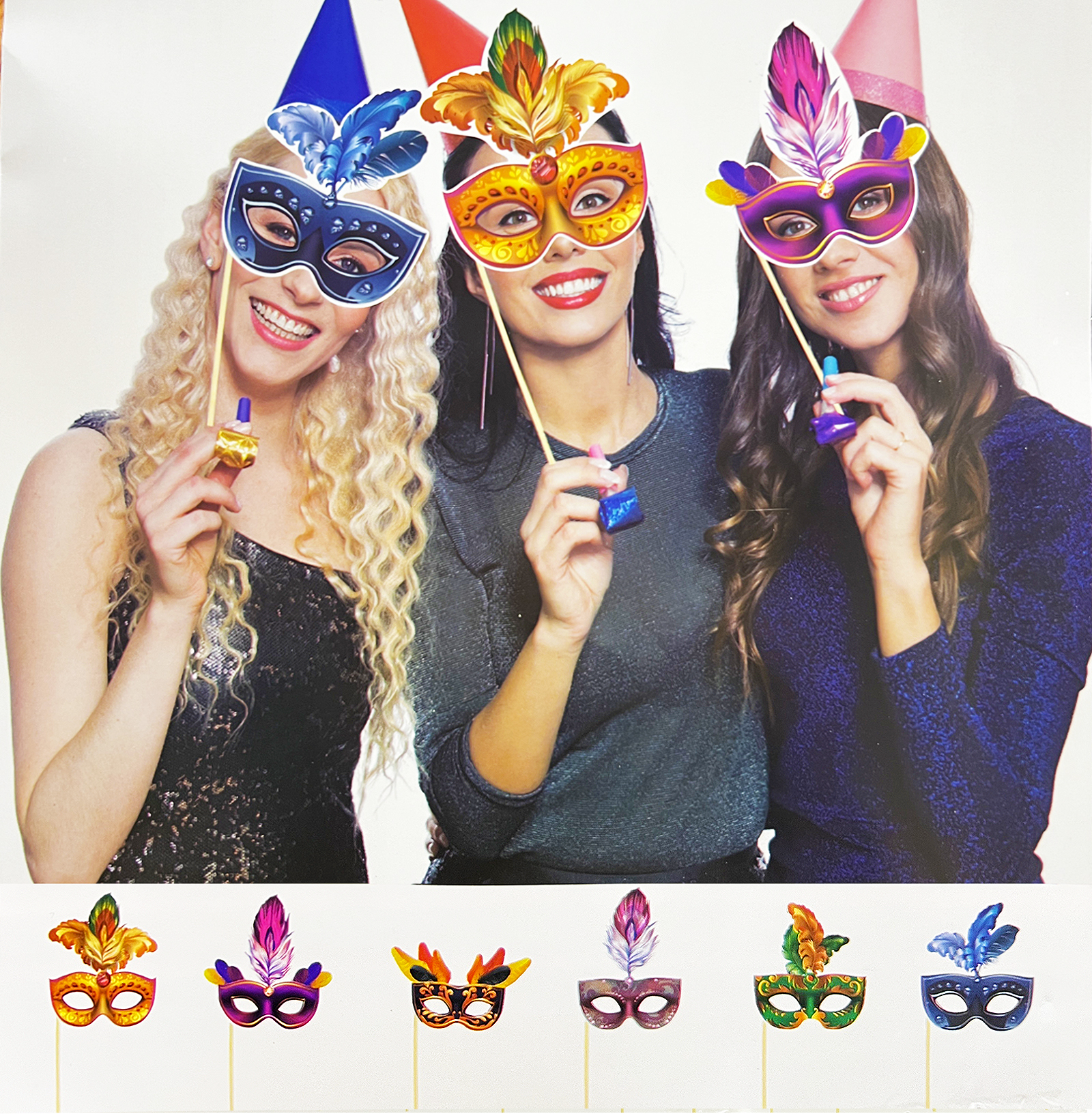 6 Pieces of Masquerade Theme Birthday Party Photo Props & Favors Party ...