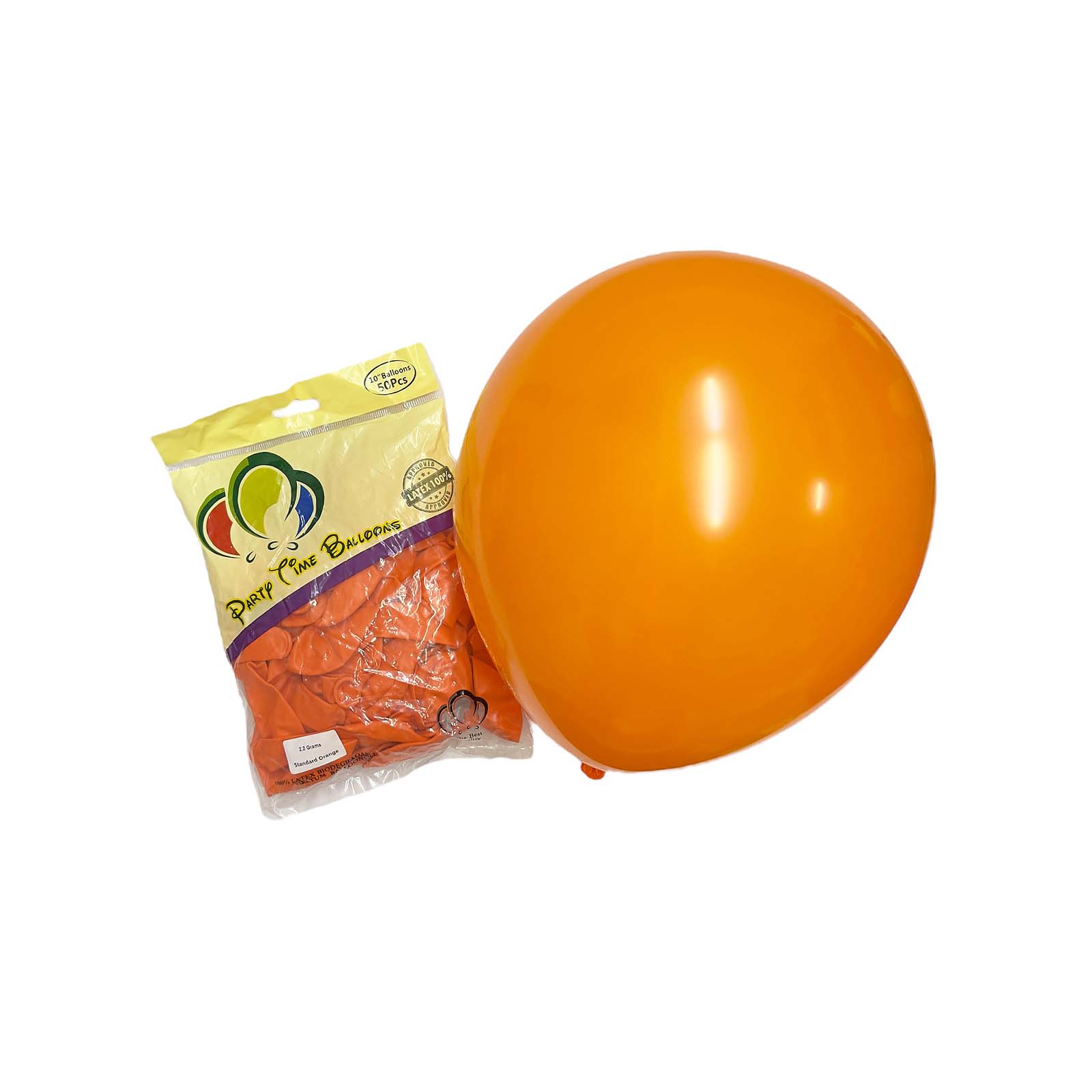 50pcs 10″ 2.2g Party Time Standard Orange Latex Balloons – Party Time Dubai