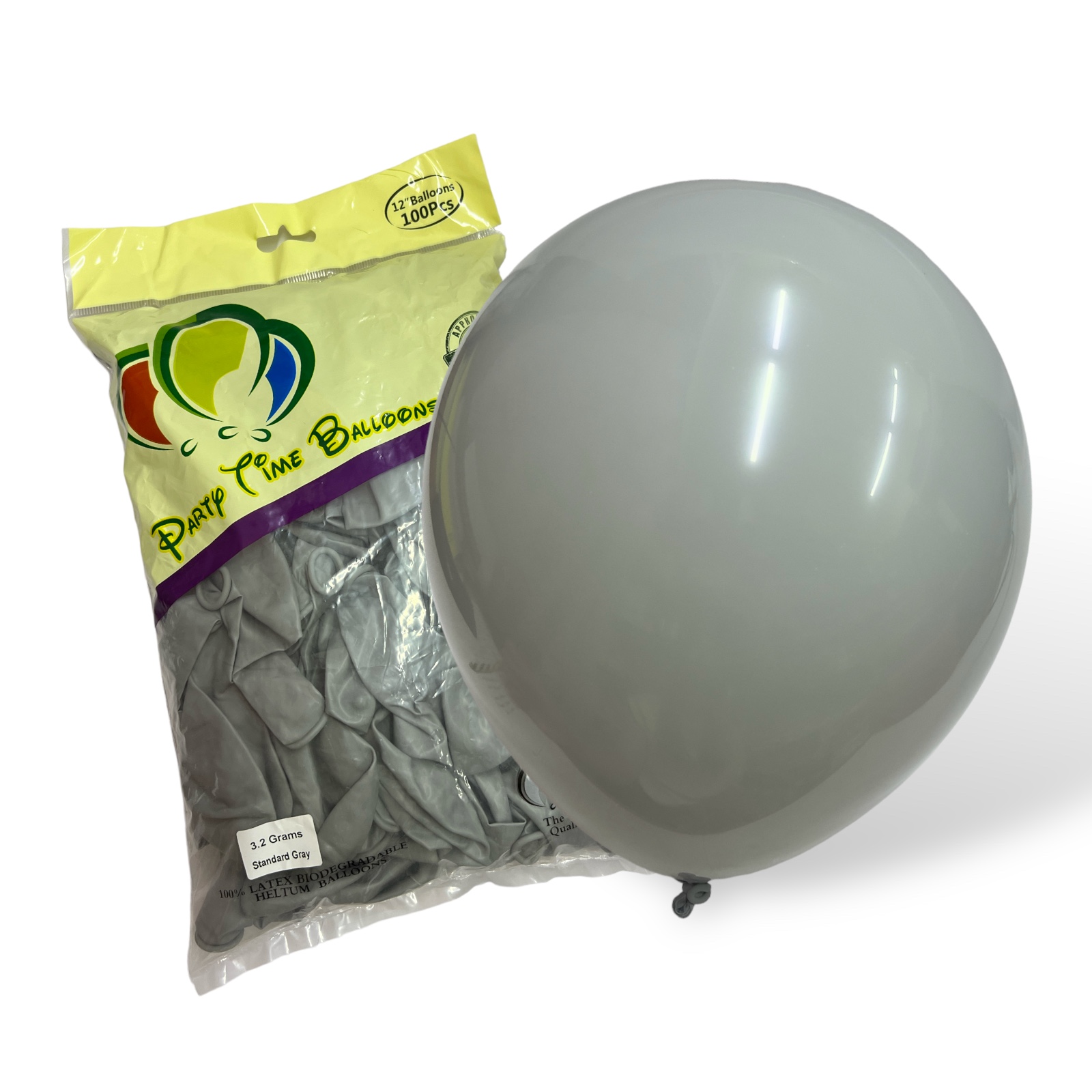 100pcs 12″ 3.2g Party Time Standard Gray Latex Balloons – Party Time Dubai
