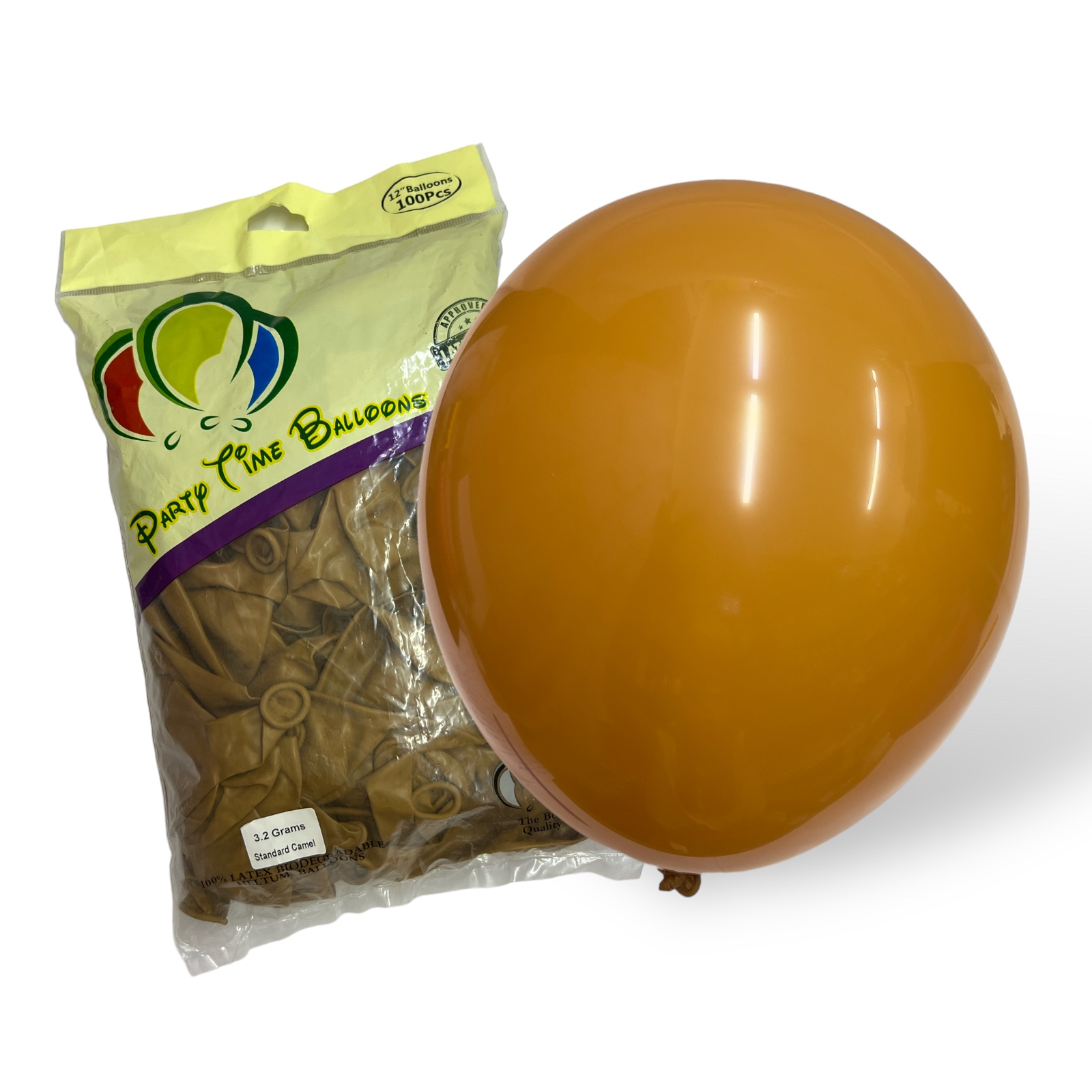 100pcs 12″ Party Time Standard Camel Brown Latex Balloon – Party Time Dubai