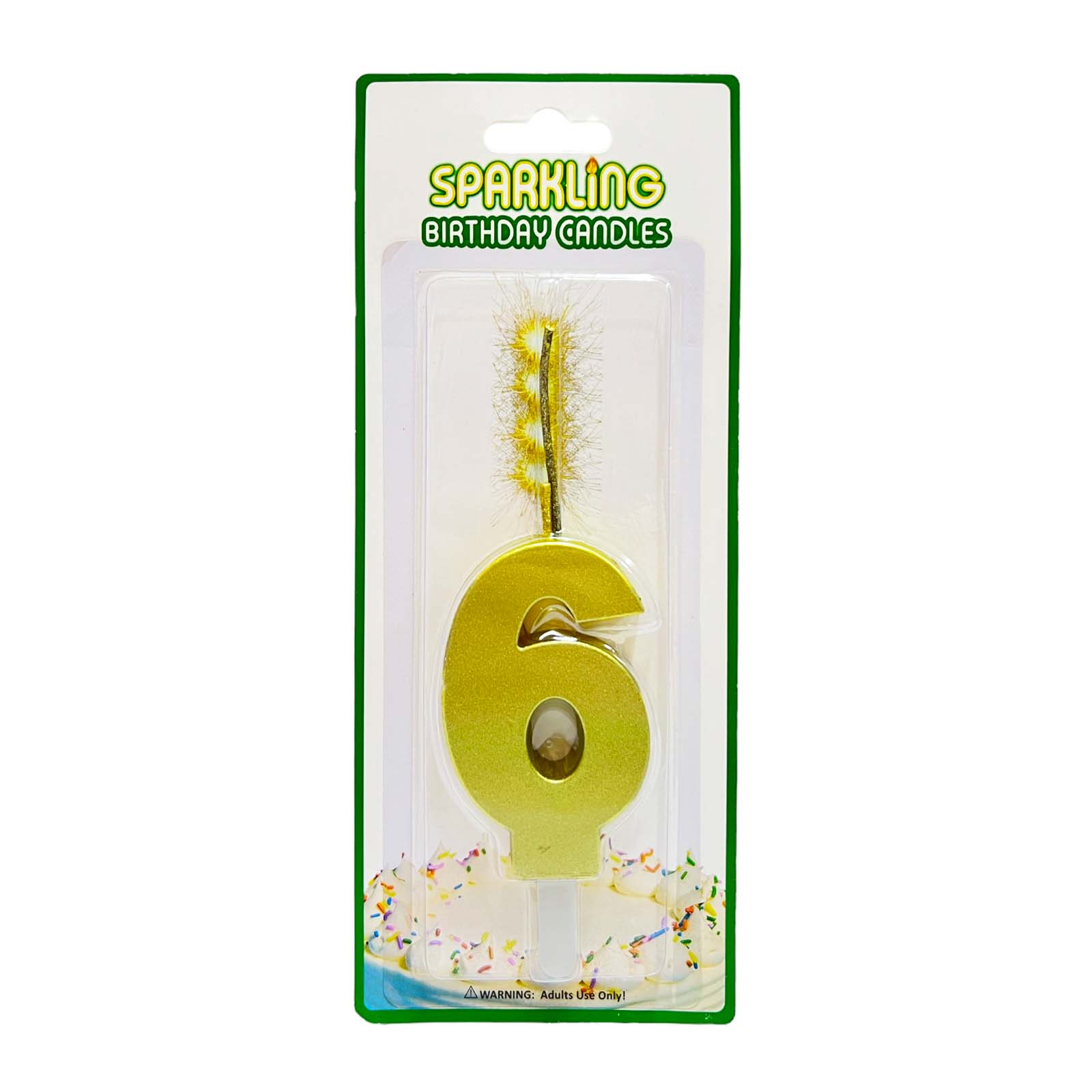 Number 6 Sparkling Candles, Gold – Fun Birthday Candles Cake Decoration ...