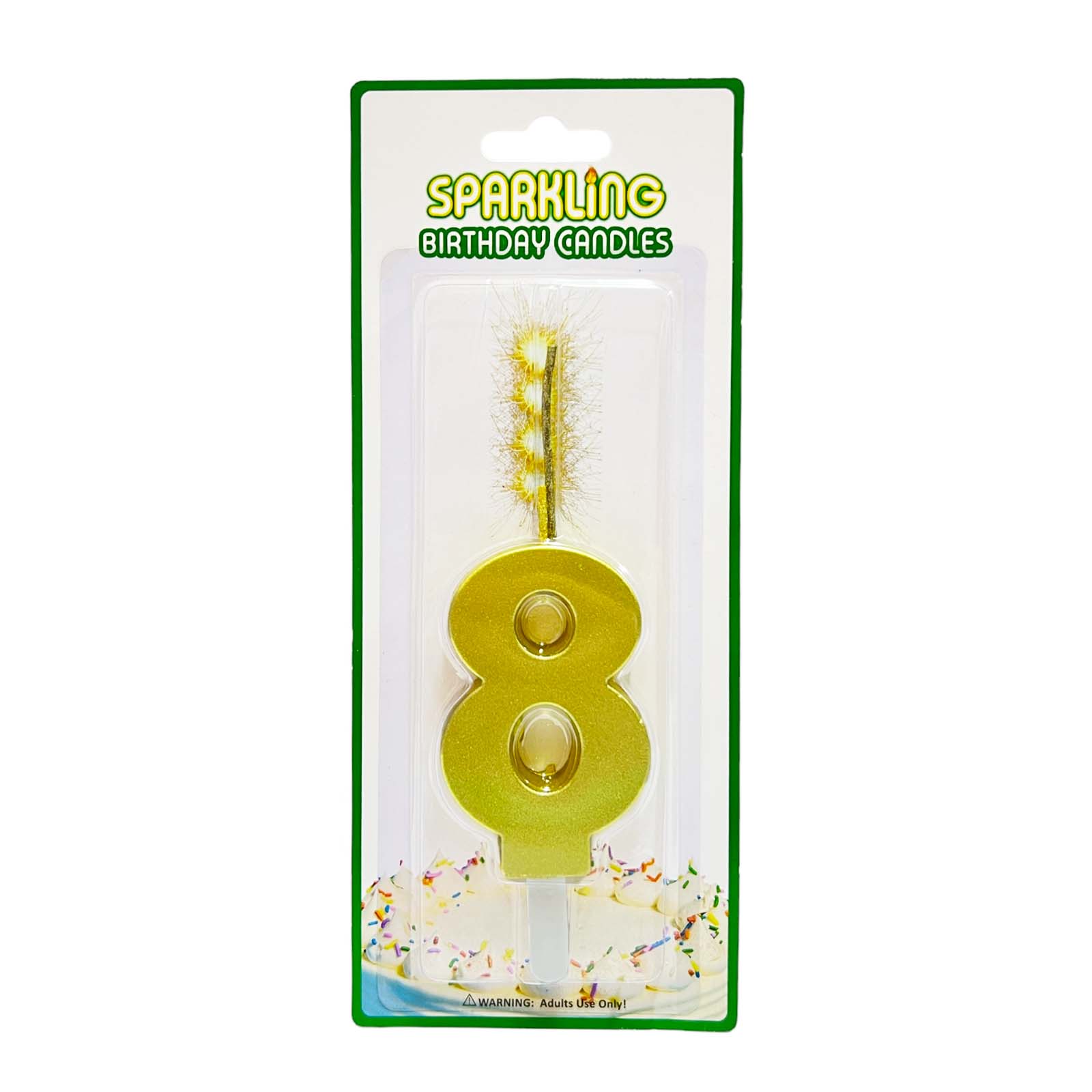 Number 8 Sparkling Candles, Gold – Fun Birthday Candles Cake Decoration ...