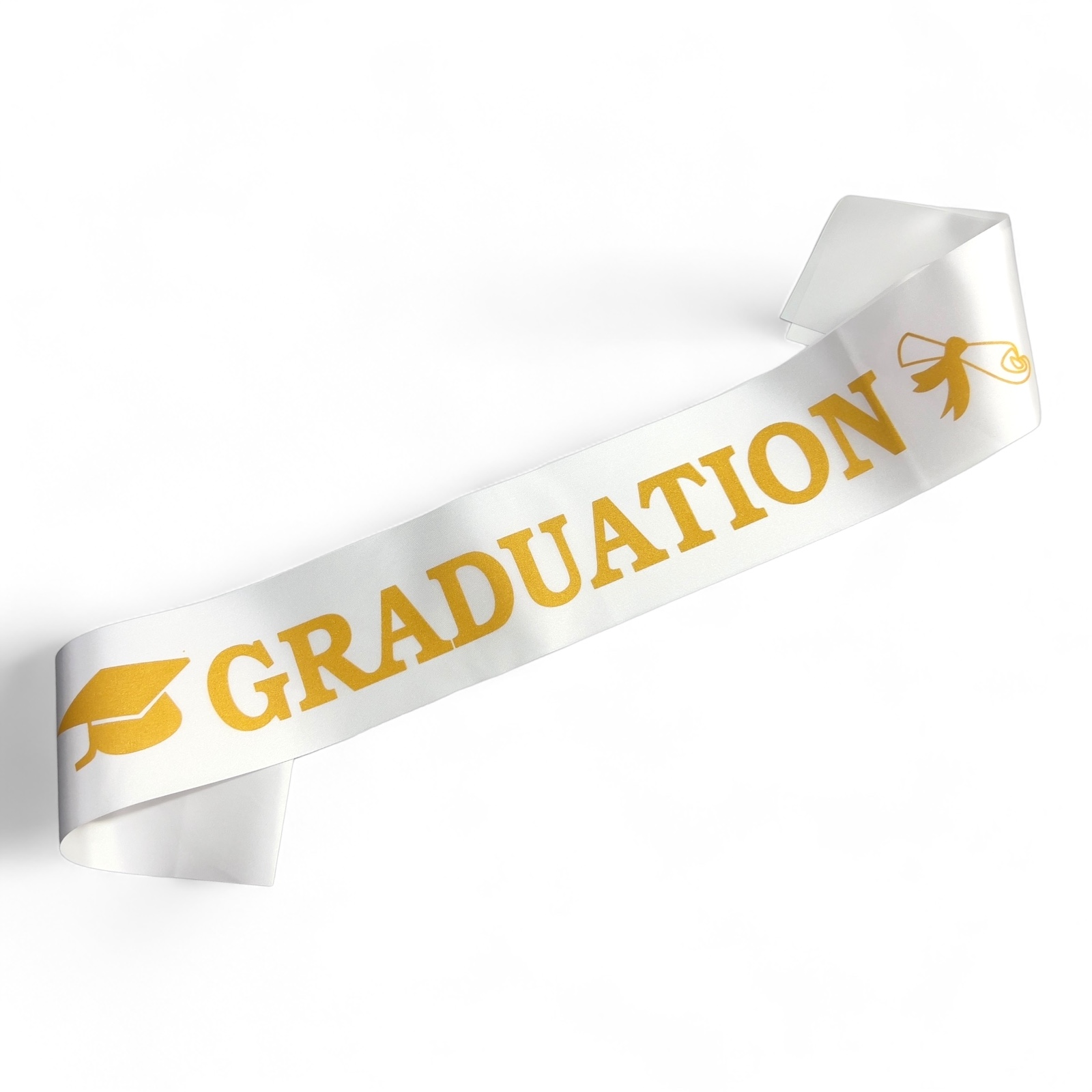 1pc White & Gold Graduation Sash, “GRADUATION” – Party Time Dubai
