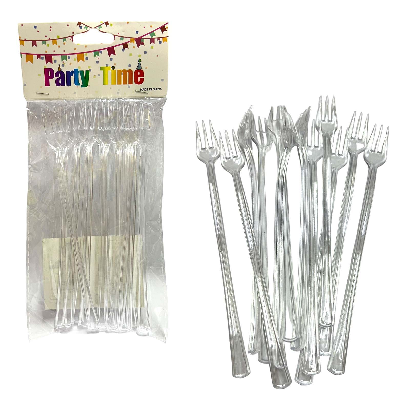 12-Pieces 15.5cm Clear Plastic Fruit Forks, Mini Dessert Cutlery ...