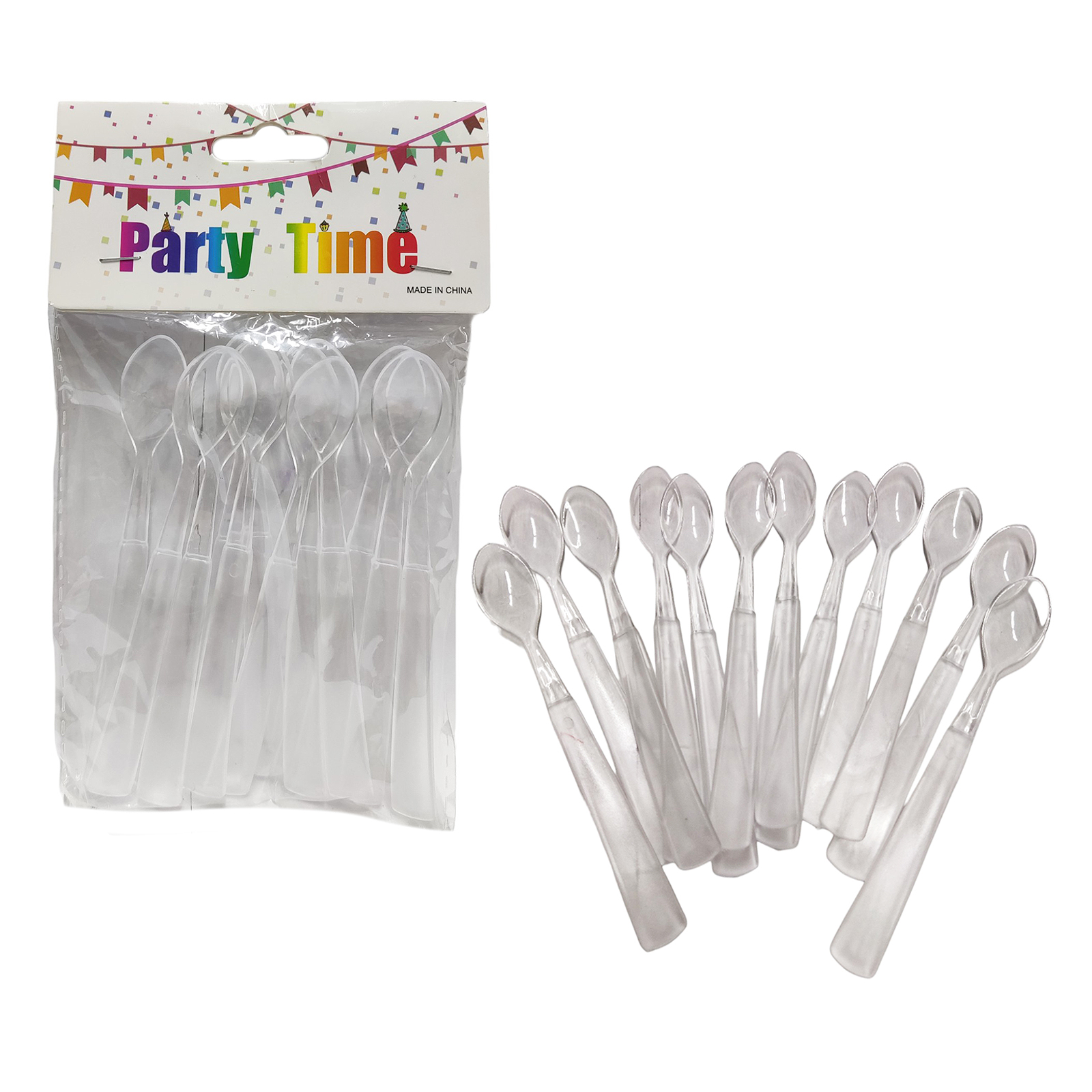 12-Pieces 11cm Clear Plastic Spoons, Mini Dessert Cutlery – Party Time ...