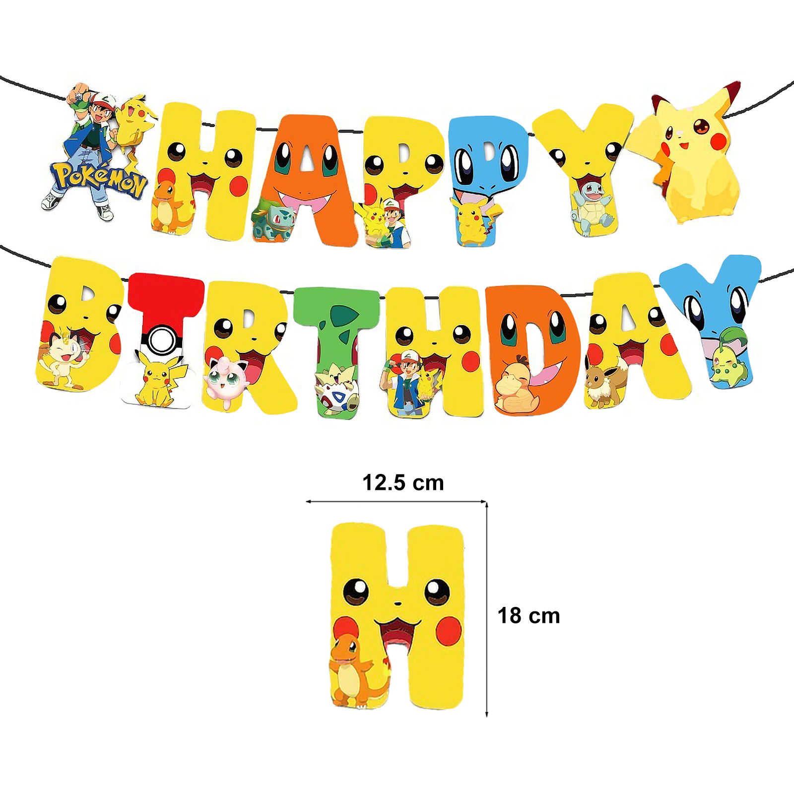 Pokemon Happy Birthday Banner, Pokemon Theme Birthday Party Decoration ...