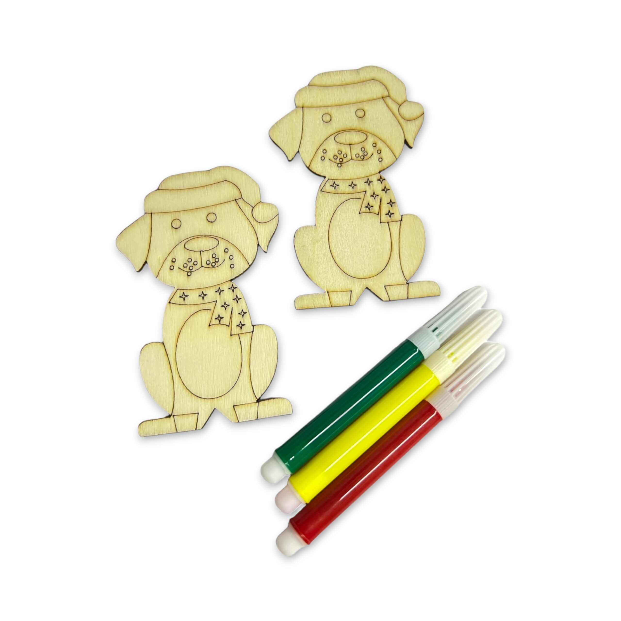 2-Pieces Dog Wooden Coloring Kit for Kids Arts & Crafts Activities ...