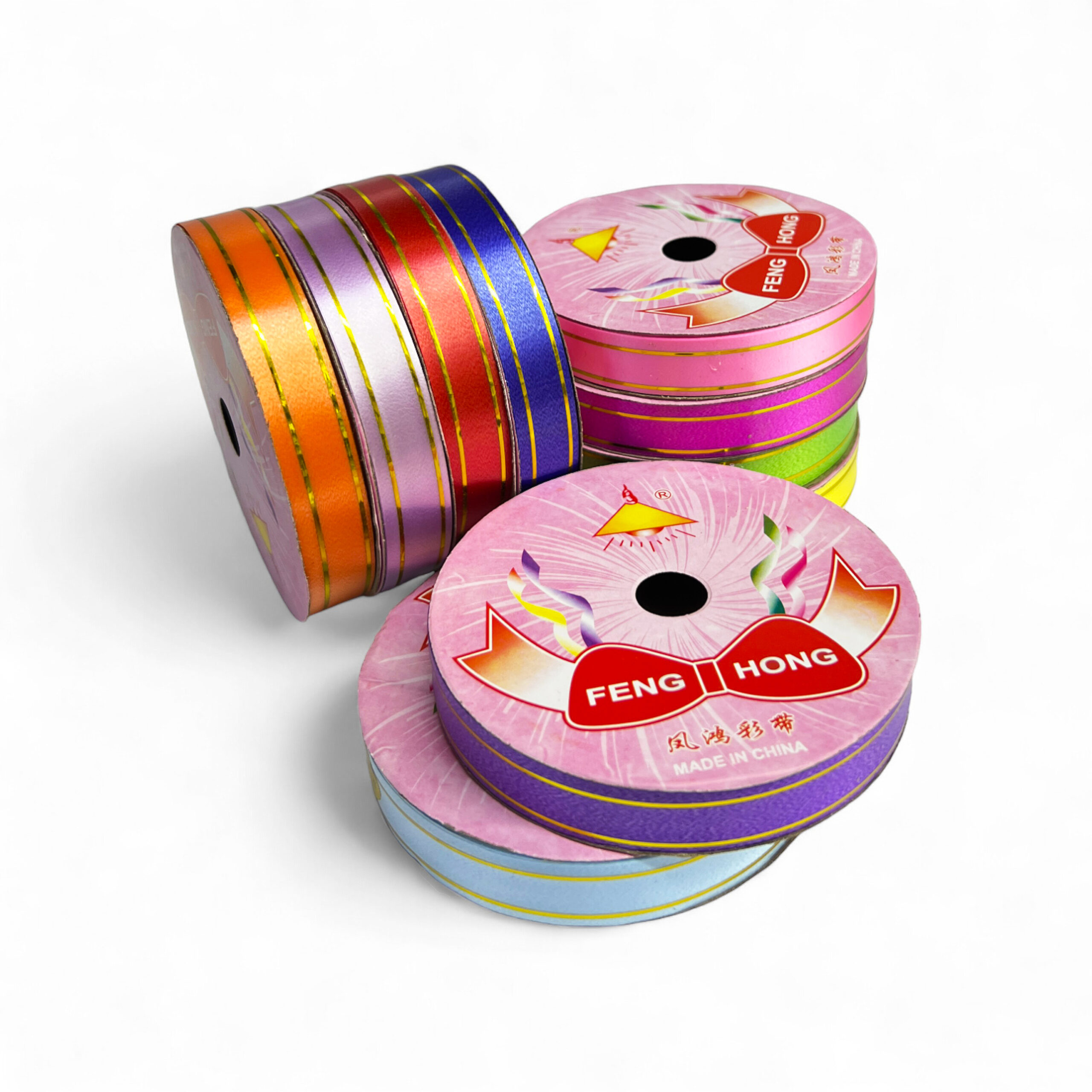 10-Pieces 1.5cm x 2.8meters Gold Lining Design Gift Ribbons, Gift ...