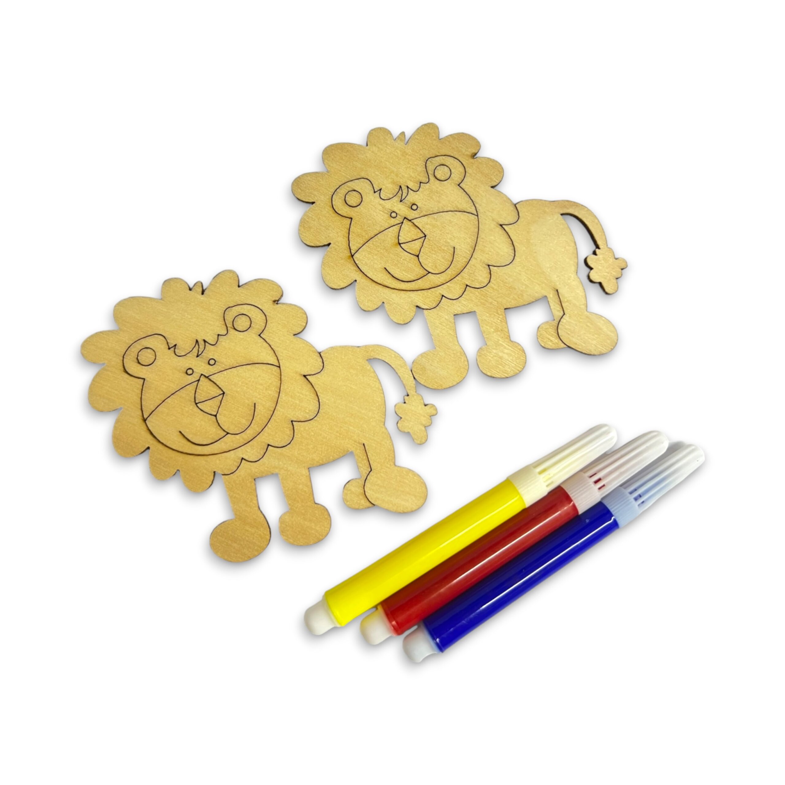 2-Pieces Lion Wooden Coloring Kit for Kids Arts & Crafts Activities ...