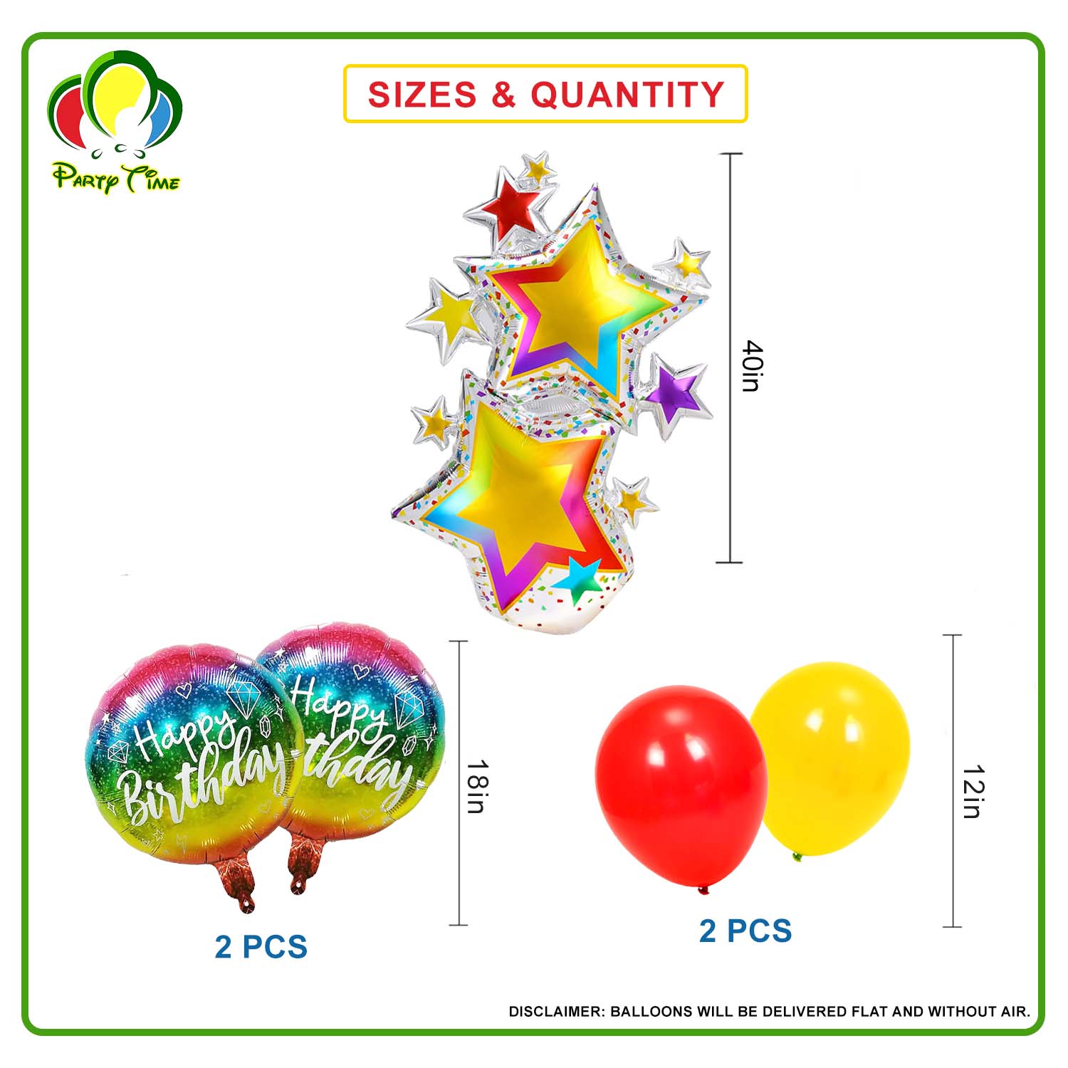 5pcs Colorful Stars Happy Birthday Balloons Set, Birthday Balloon ...