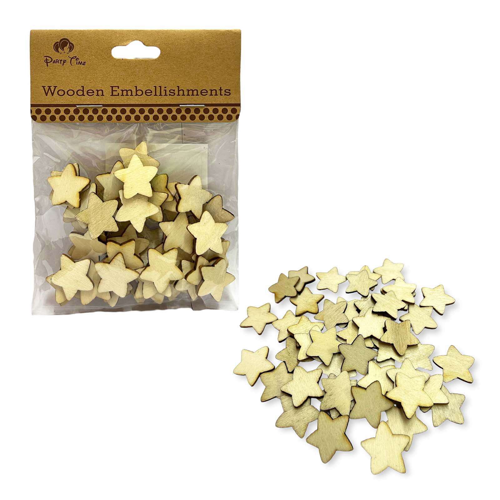 45-Pieces 2.5cm Mini Wooden Stars For Arts and Crafts Decoration ...