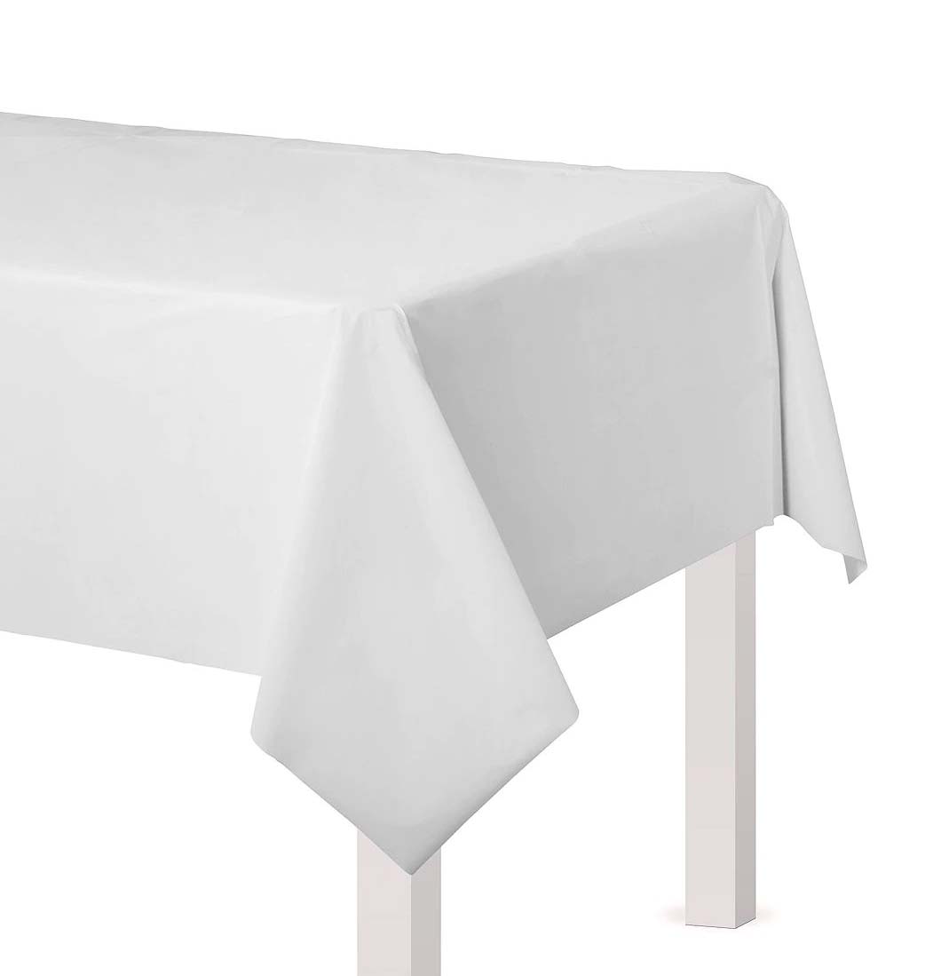 1pc 1.37×2.74 Meters Plastic Table Cover, White – Party Supplies ...