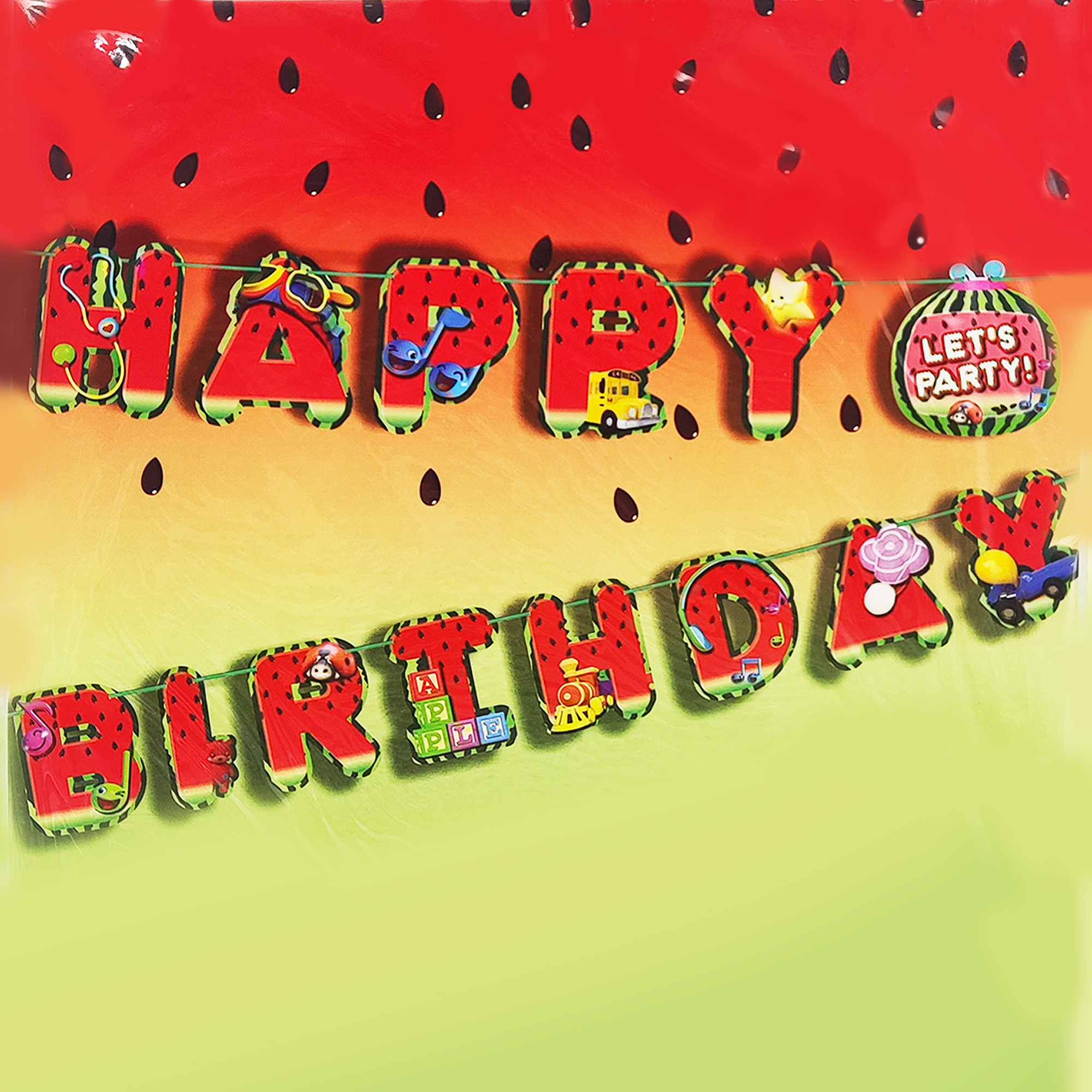 Watermelon Happy Birthday Banner, Fruit Theme Birthday Party Decoration ...