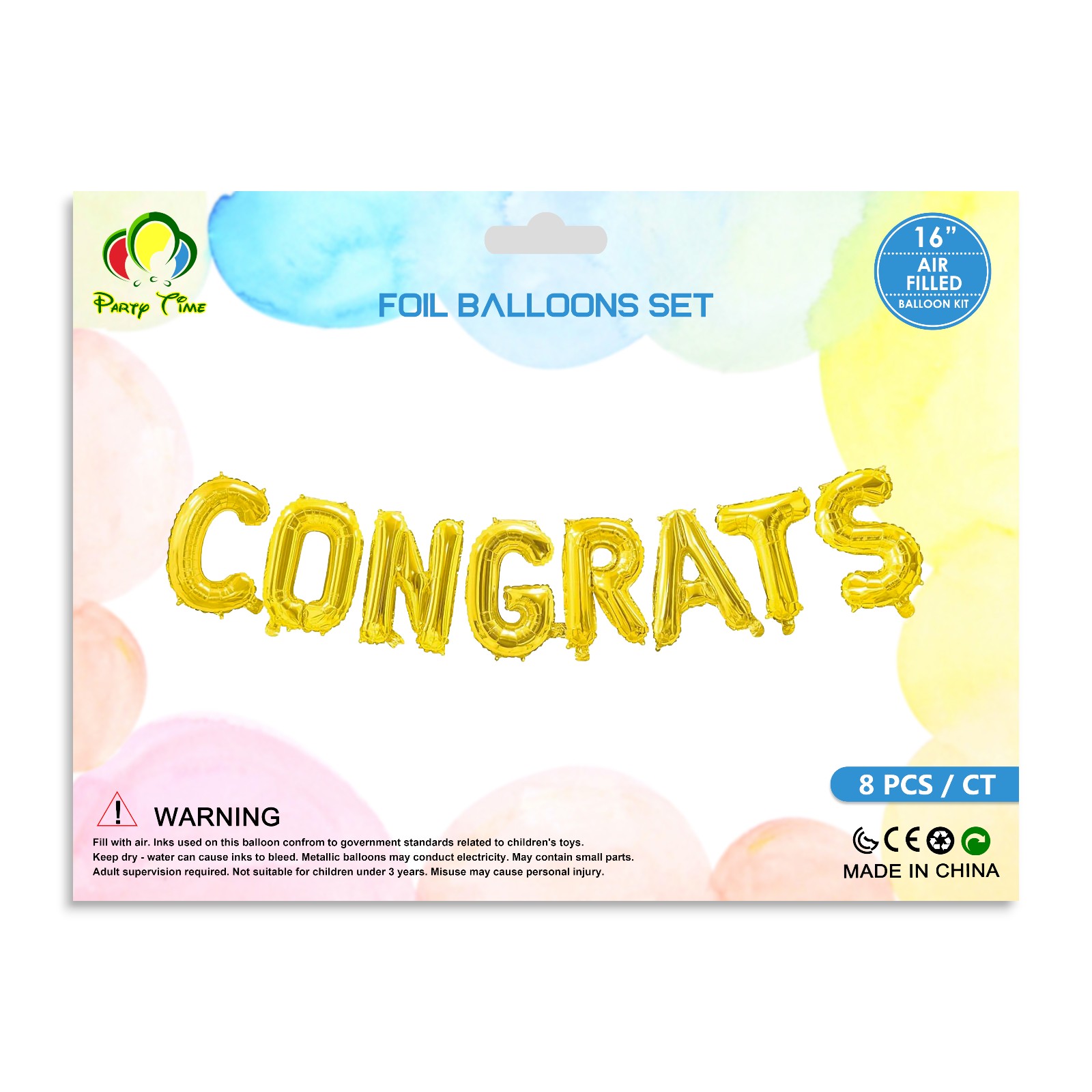 16″ Congrats Foil Balloon Banner Set, Graduation Decoration – Gold ...