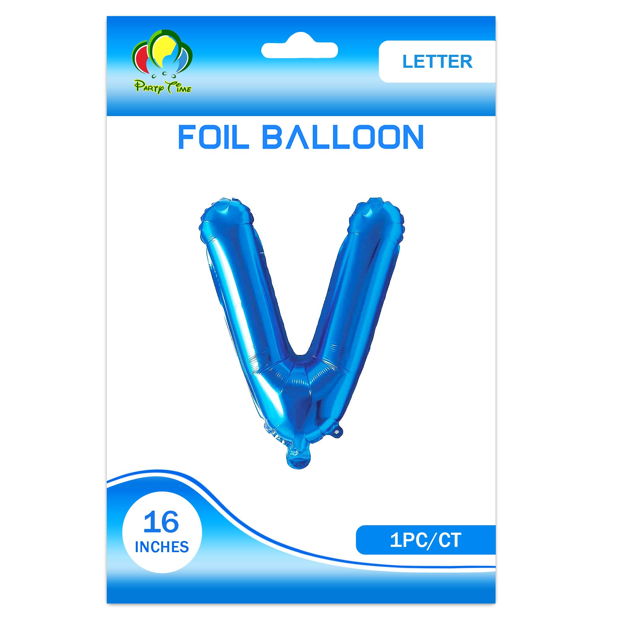 16″ Letter V Foil Balloon, Blue – Party Time Dubai