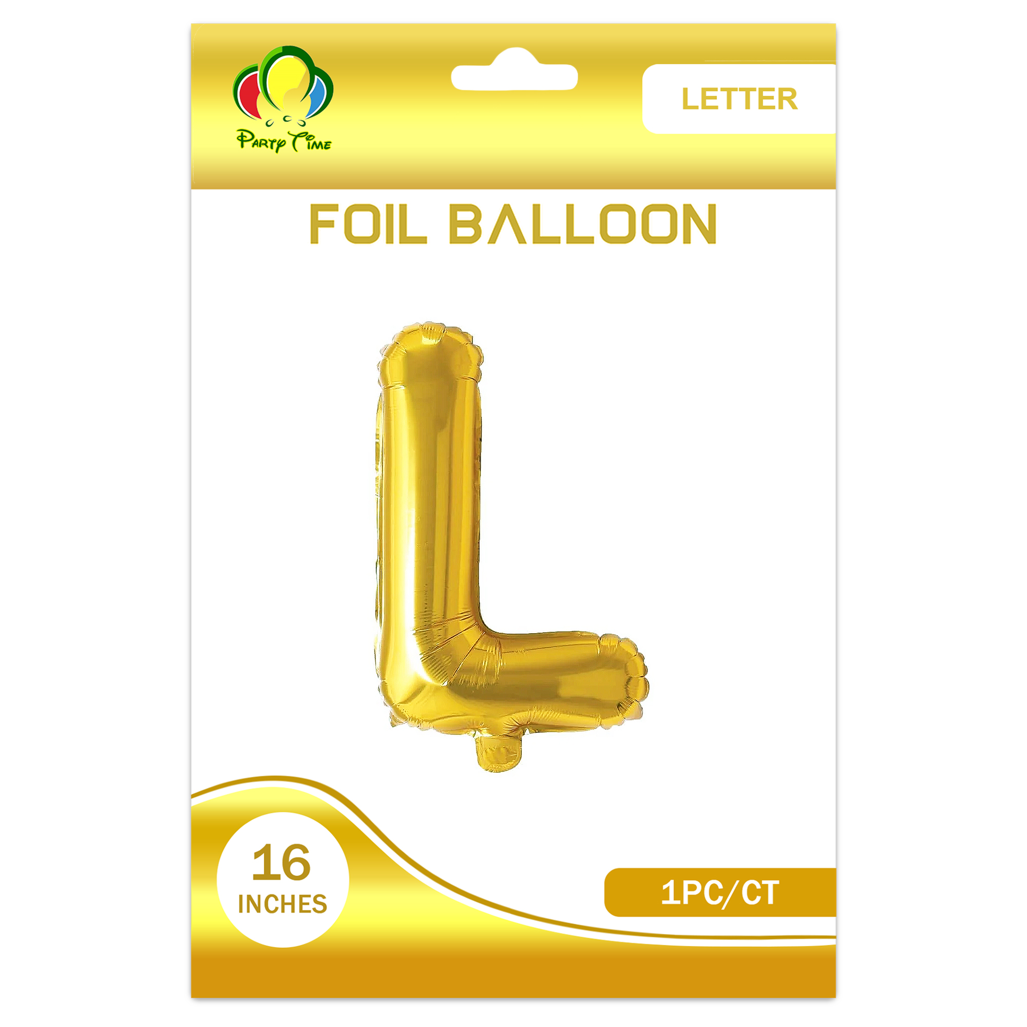 16″ Letter L Foil Balloon, Gold – Party Time Dubai