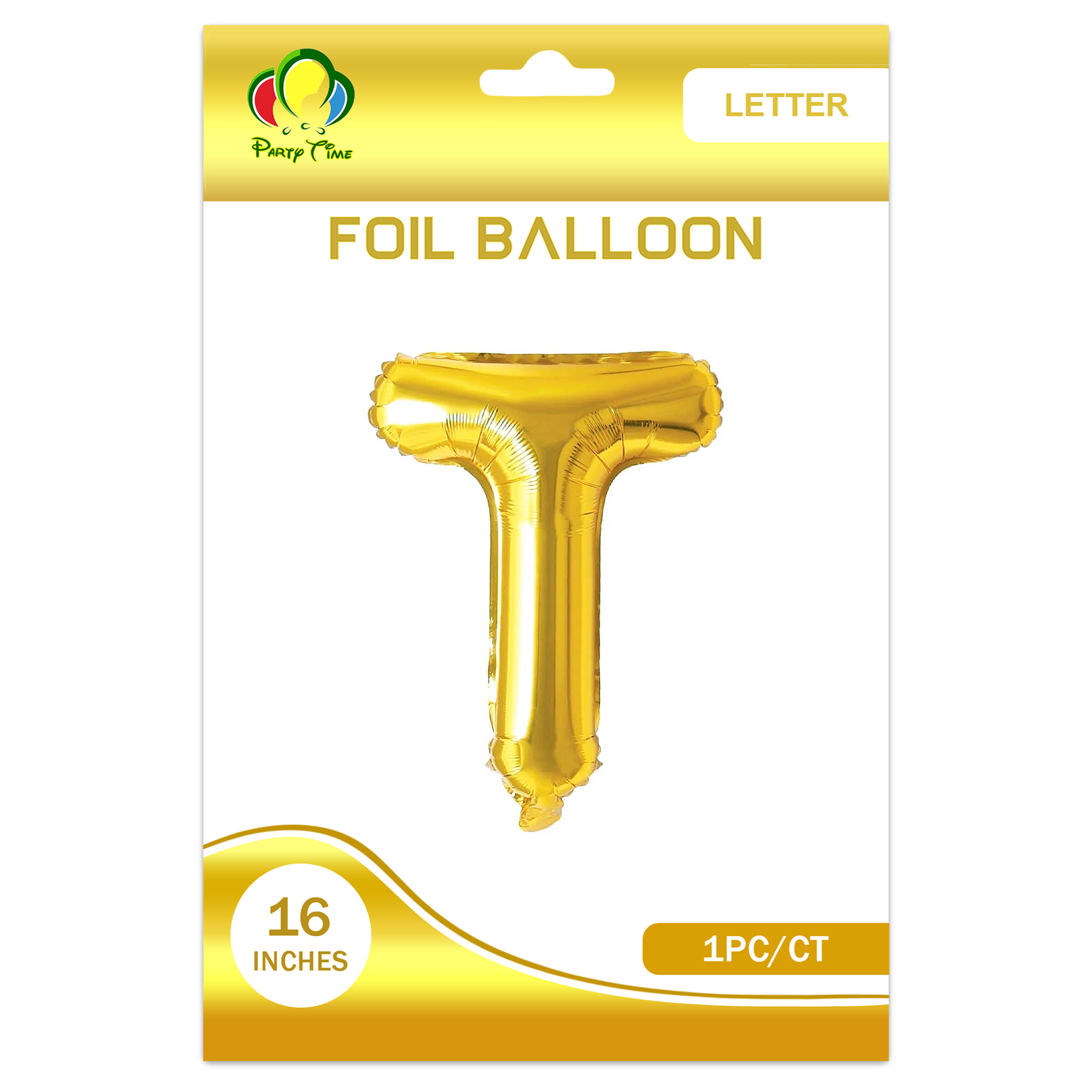 16″ Letter T Foil Balloon, Gold – Party Time Dubai