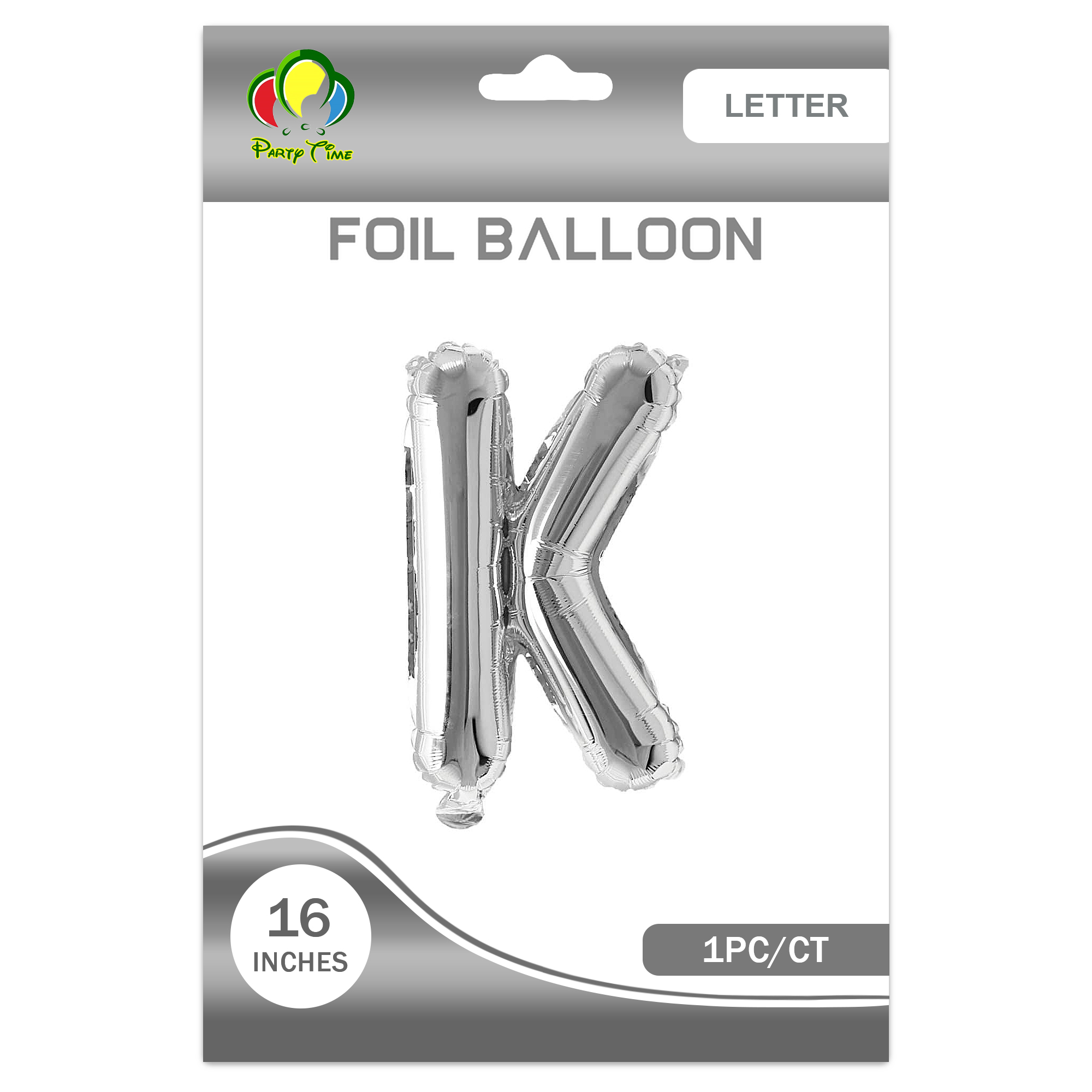 16″ Letter K Foil Balloon, Silver – Party Time Dubai